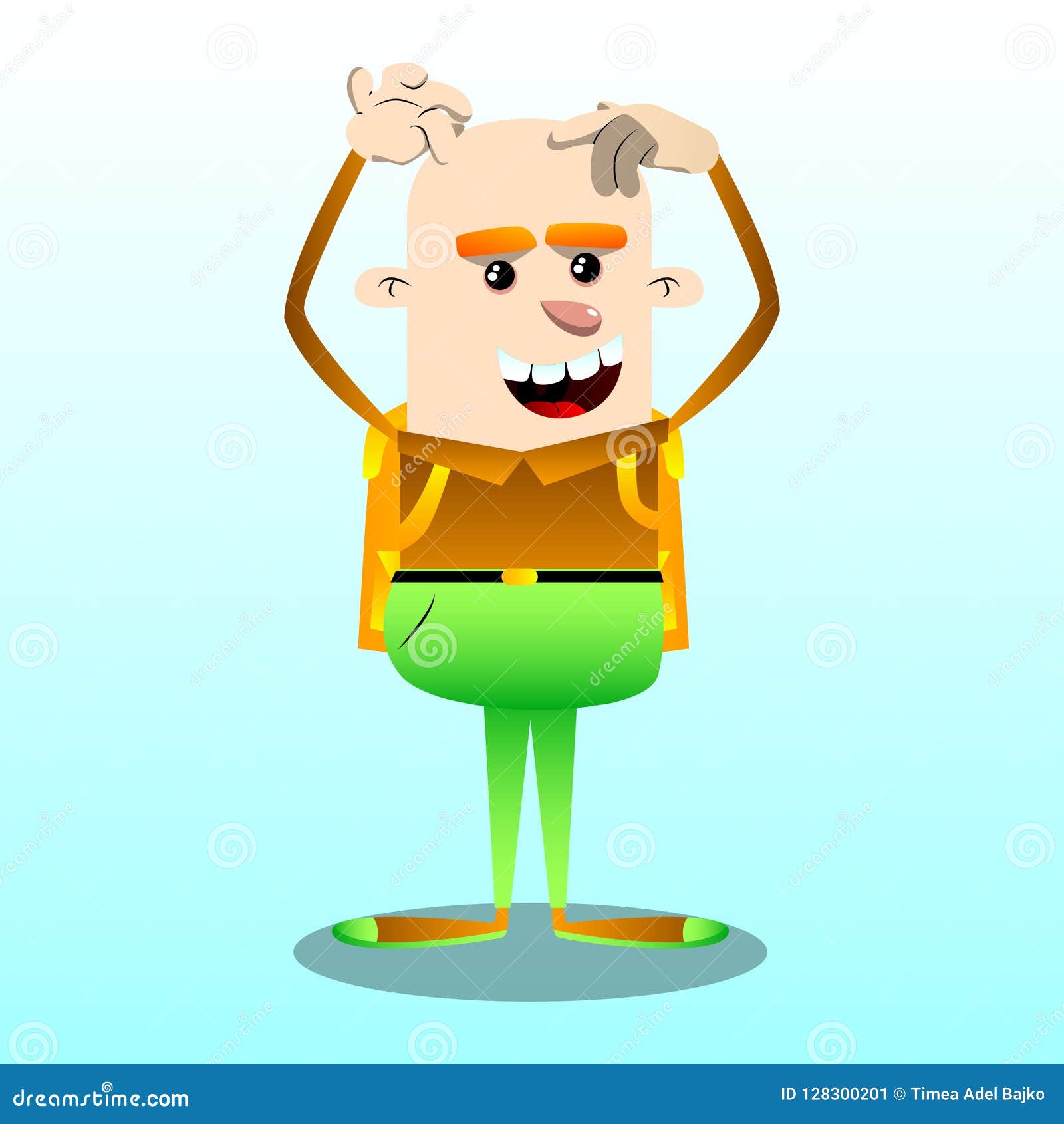 Schoolboy Scratching His Head with Two Hands. Stock Illustration ...