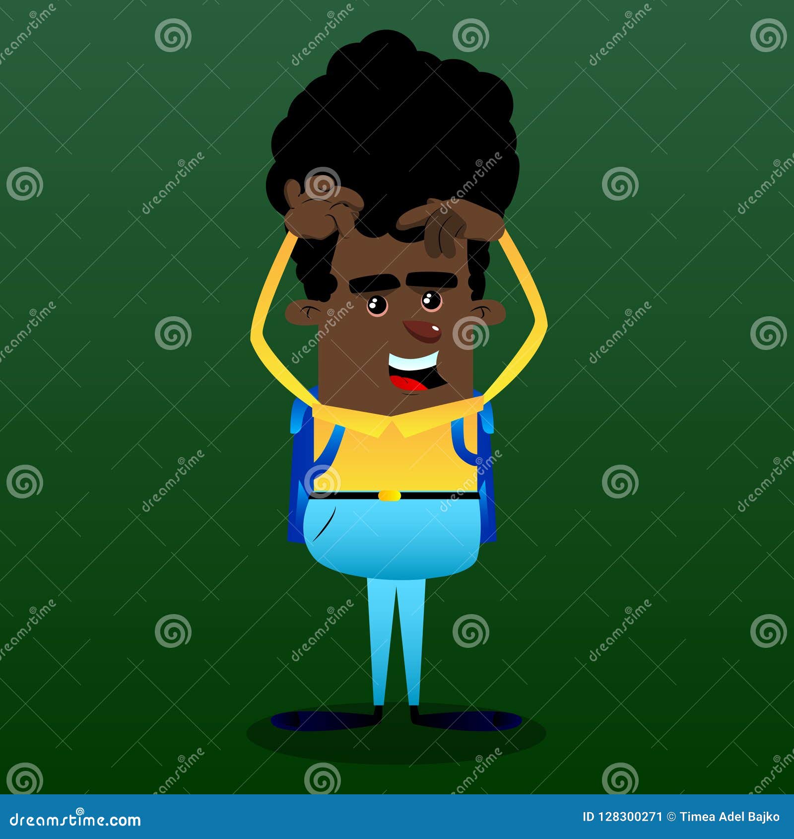 Schoolboy Scratching His Head With Two Hands. Royalty-Free Illustration ...