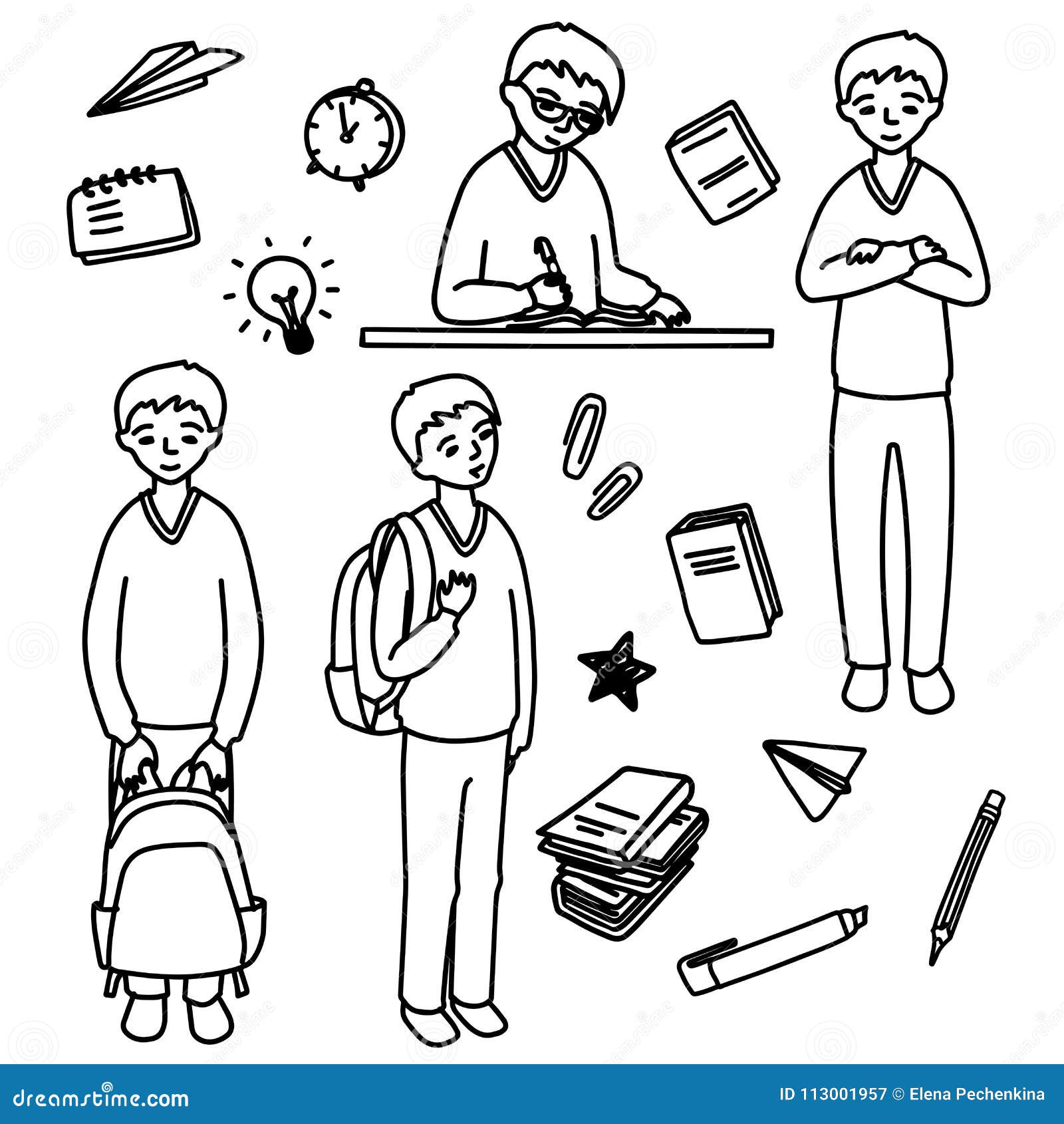 Schoolboy stock vector. Illustration of marker, pose - 113001957