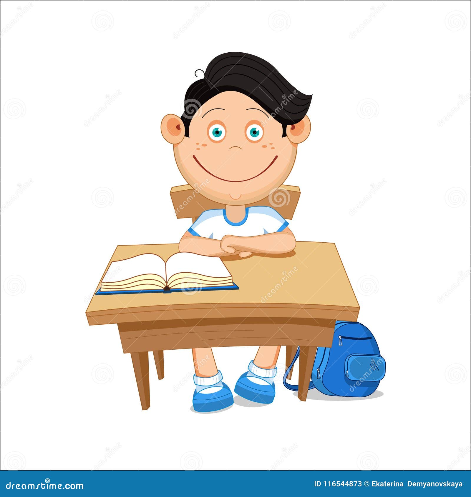 Schoolboy Sits at a Table, Vector Illustration. Stock Vector ... Schoolboy Sits at a Table, Vector Illustration. Stock Vector ...