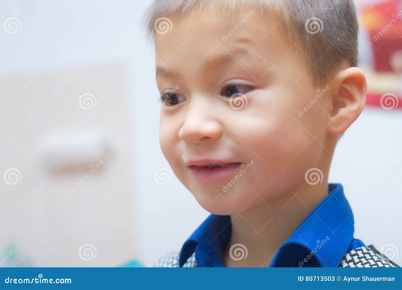 Schoolboy Smiling Looking Down in School Uniform Stock Image - Image of ...
