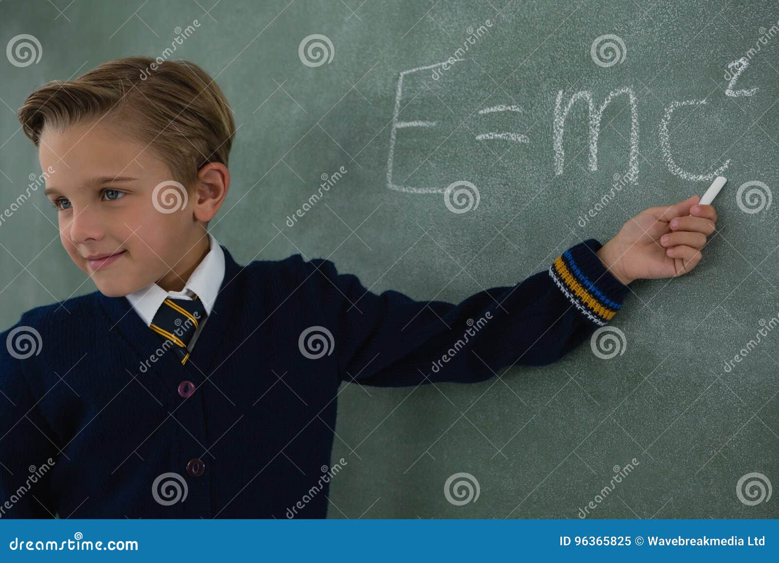 Schoolboy Solving Maths Formula on Chalkboard Stock Image - Image of ...