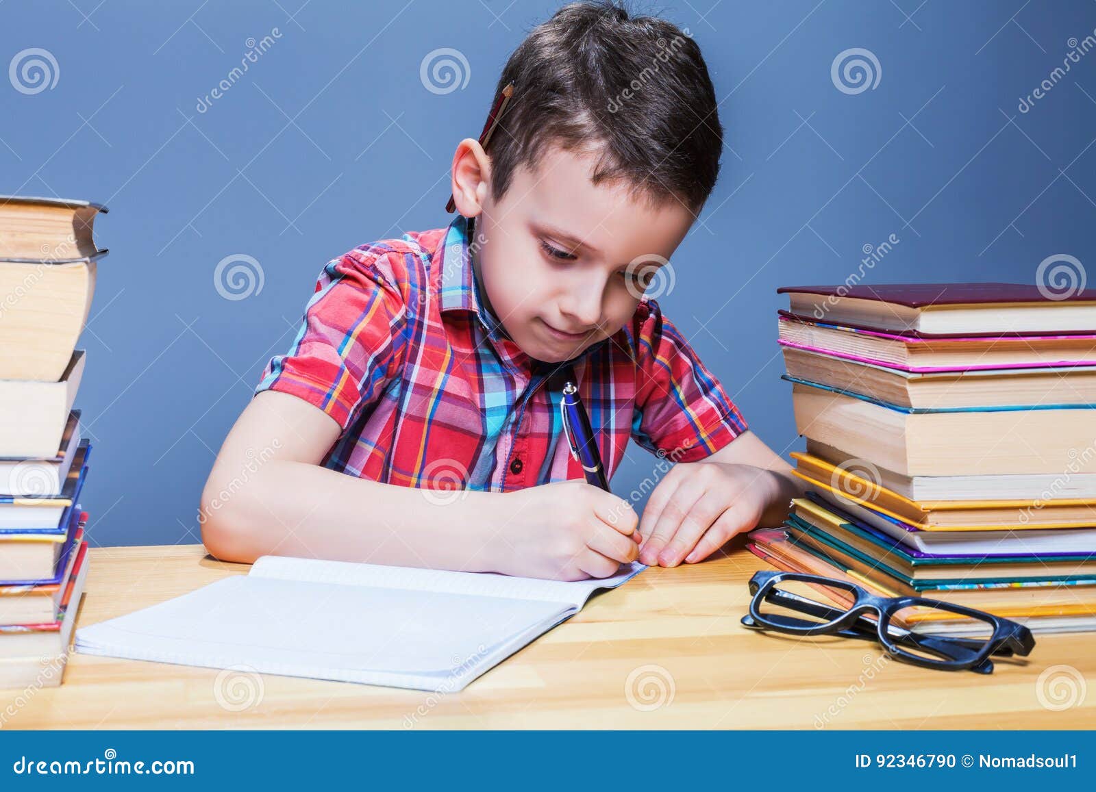 Schoolboy Study at School, Homework Learning Stock Photo - Image of ...