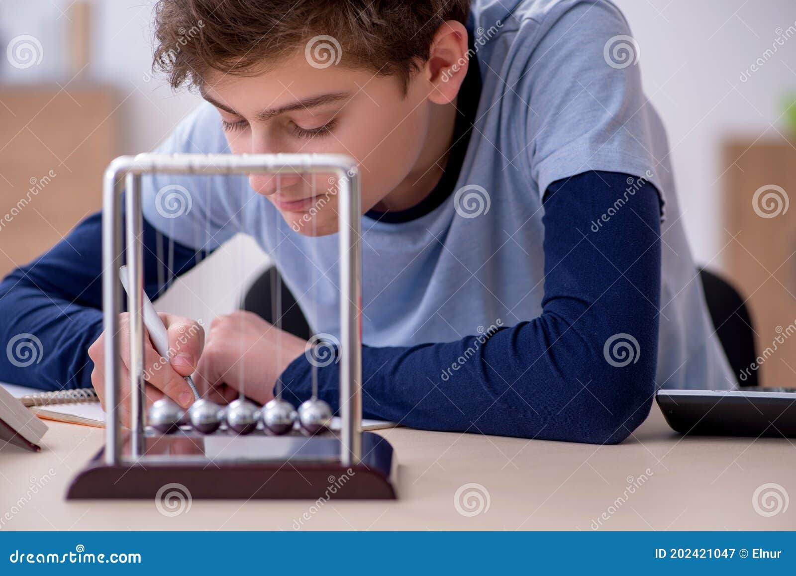 Schoolboy Studying Physics at Home Stock Image - Image of physics ...