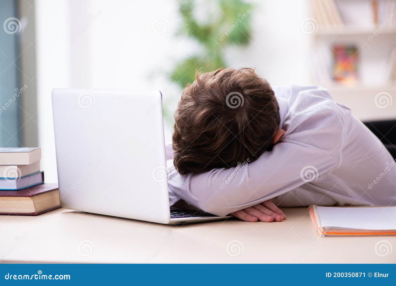 Schoolboy in Tele-education Concept in the Classroom Stock Image ...