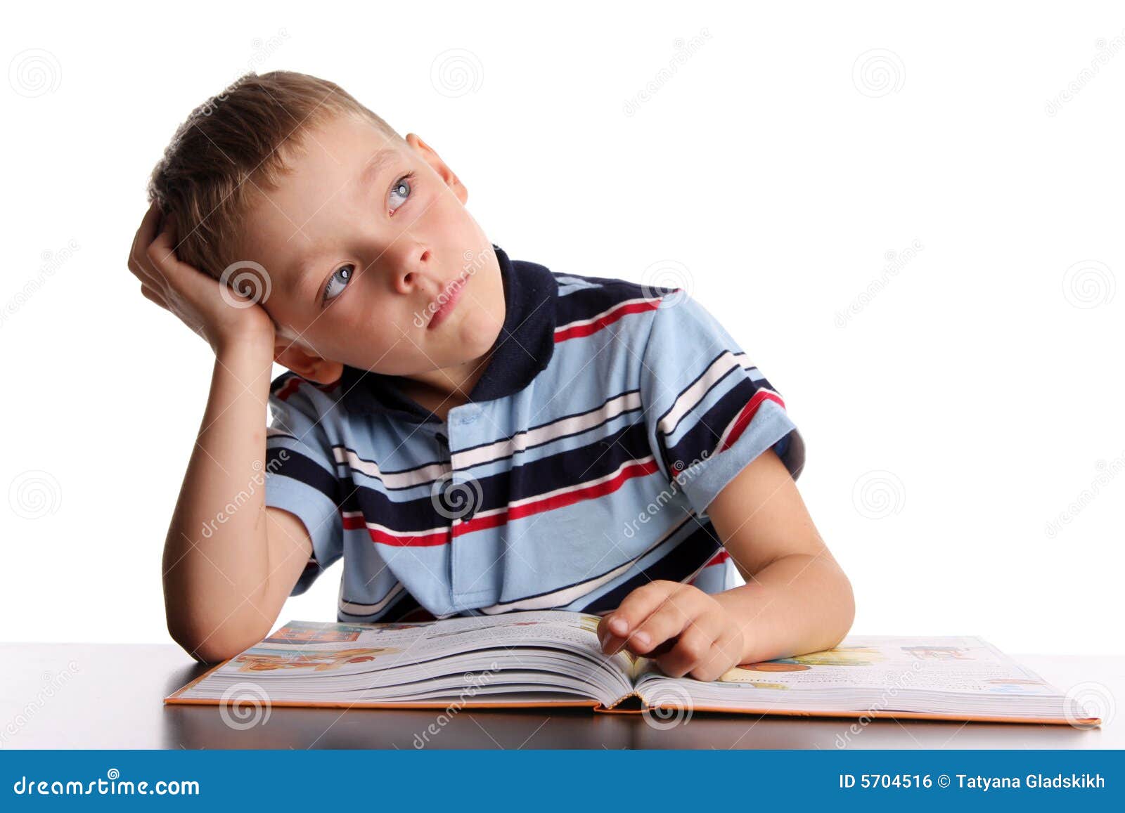 Schoolboy thinking stock photo. Image of person, child - 5704516