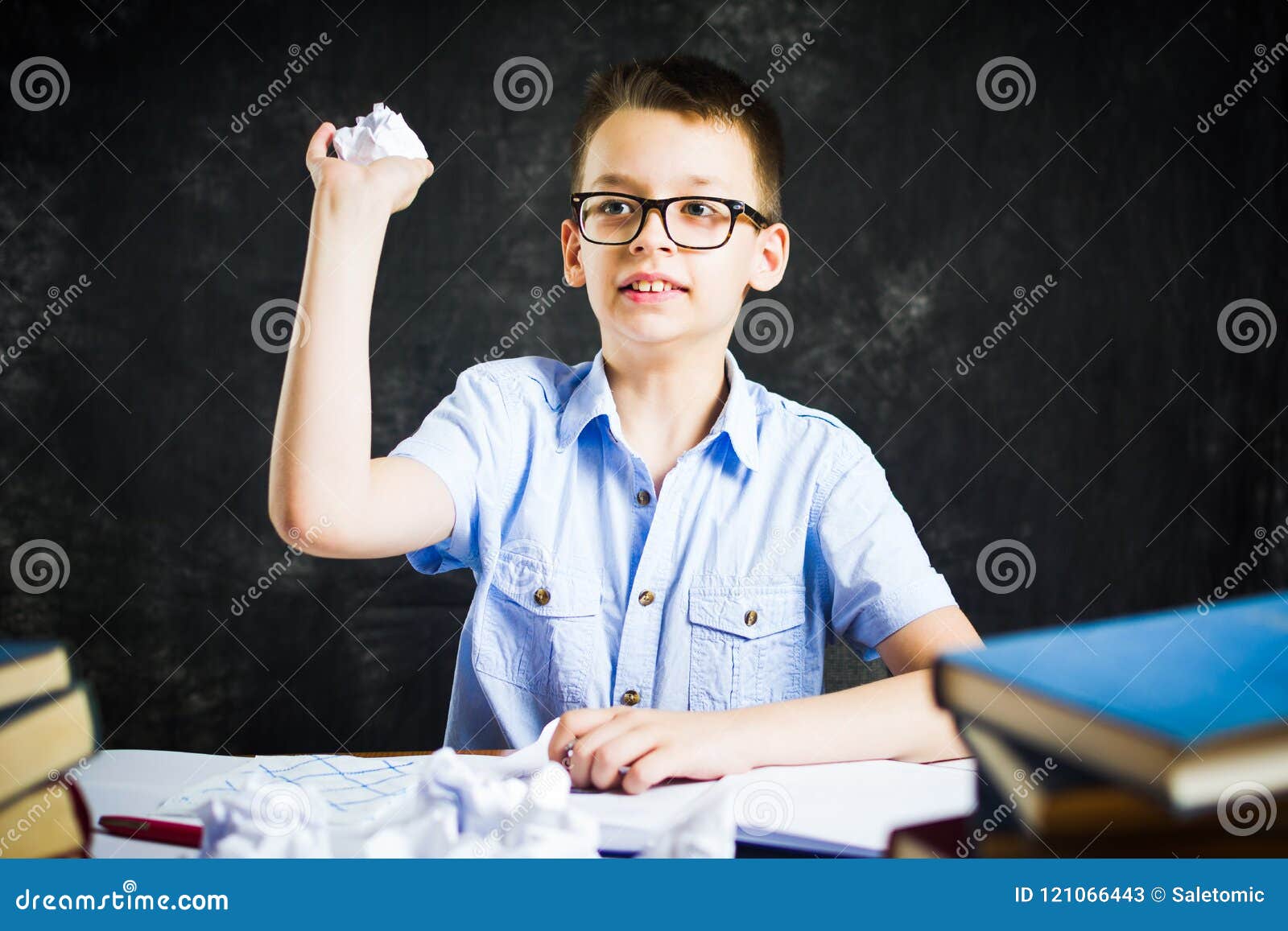 Schoolboy Throwing Out Failed Homework Solutions Stock Image - Image of ...