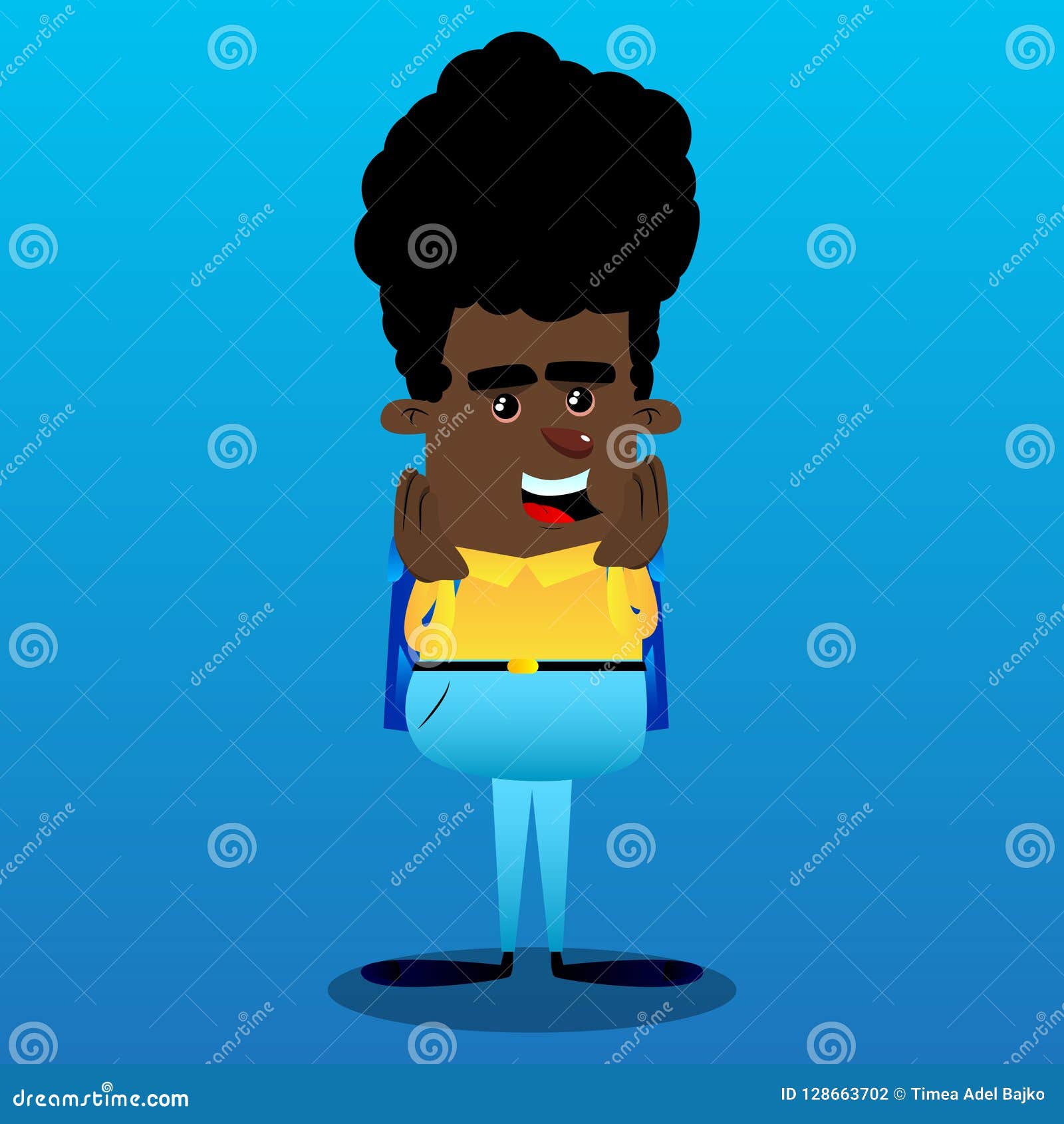 Happy Smiling Schoolboy Touching His Face. Stock Illustration ...