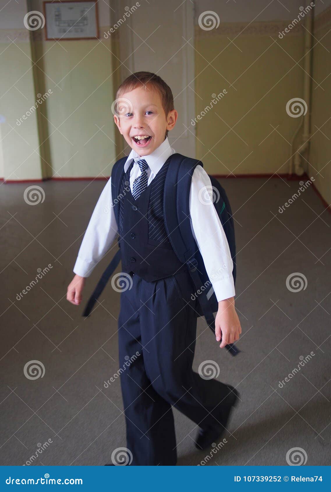 Schoolboy with Backpack Crying in School Stock Photo - Image of ...