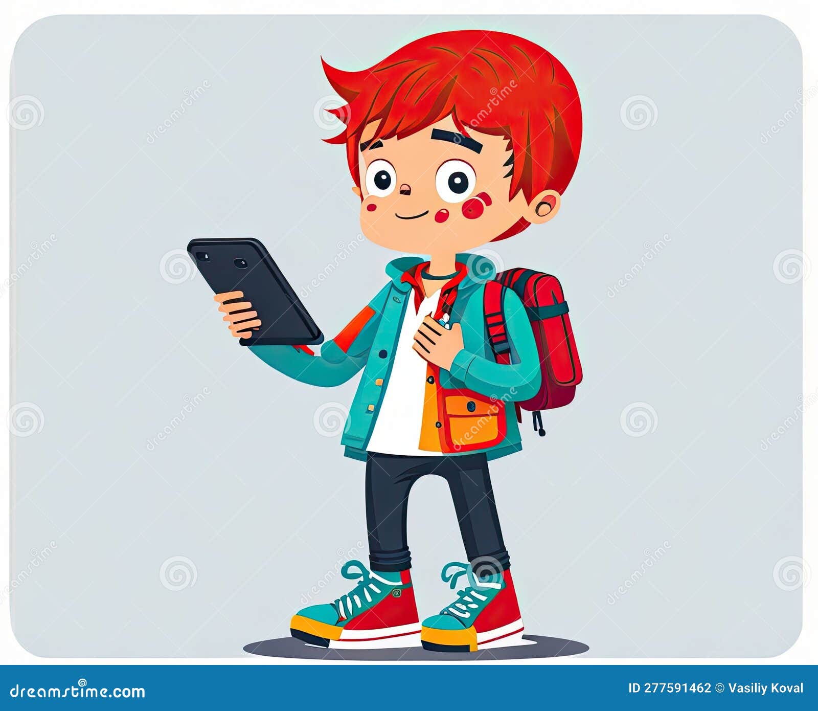 Schoolboy Using Smartphone. Generative Ai Stock Photo - Image of ...
