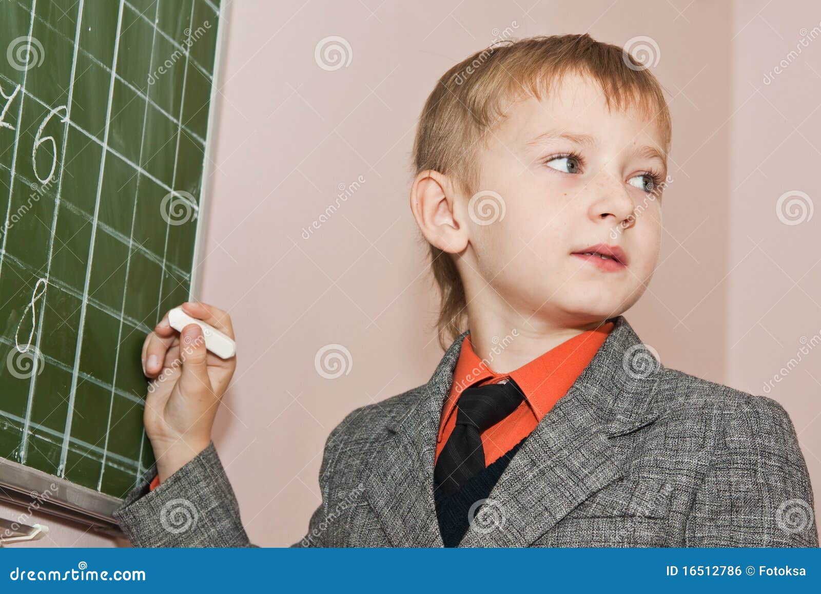 Schoolboy Writing Jn the Board Stock Photo - Image of learning, board ...