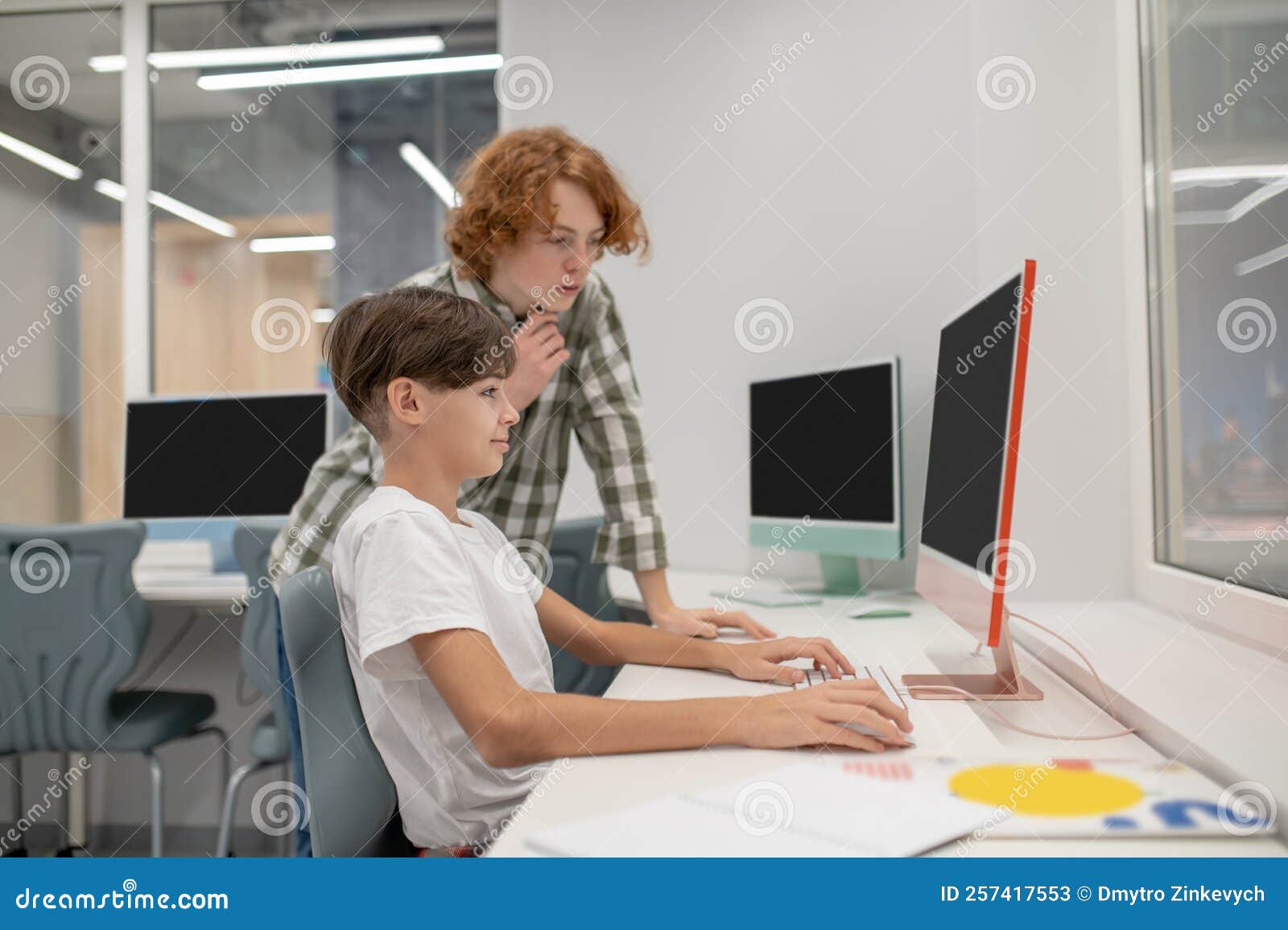 Schoolboys Working on Computers at it Lesson at School Stock Image ...