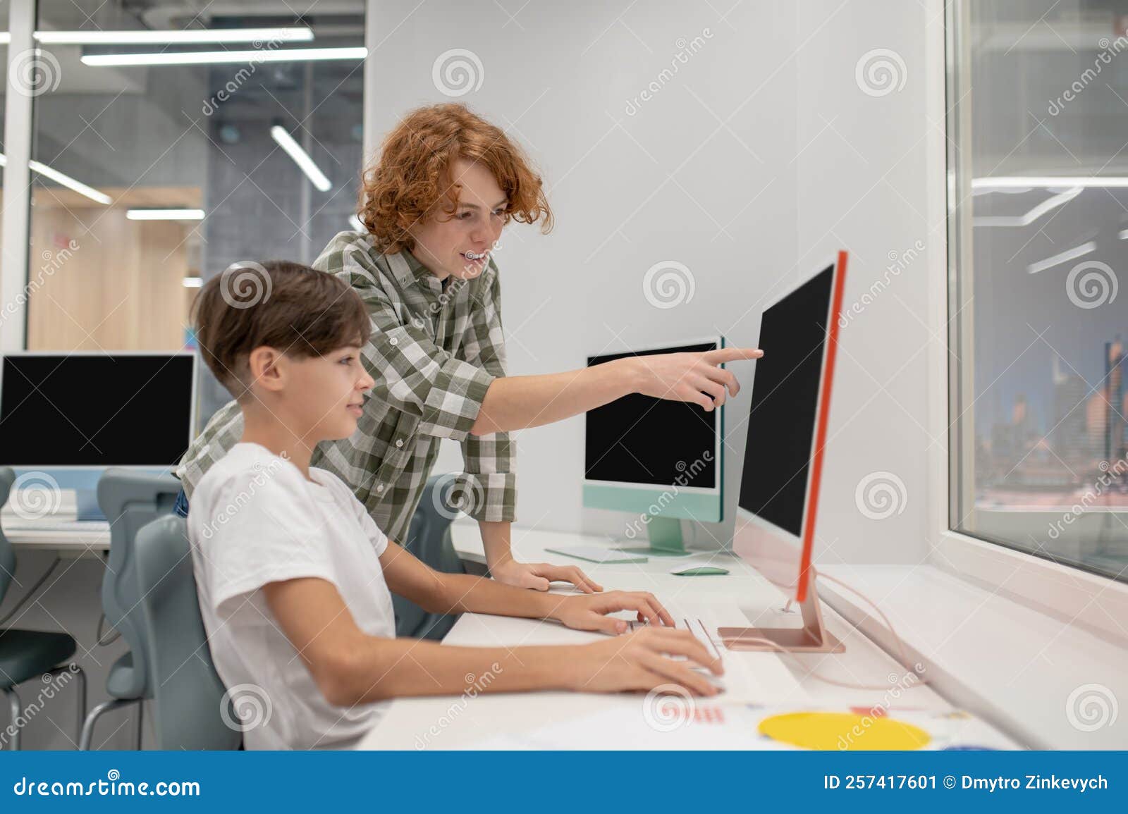 Schoolboys Working on Computers at it Lesson at School Stock Image ...