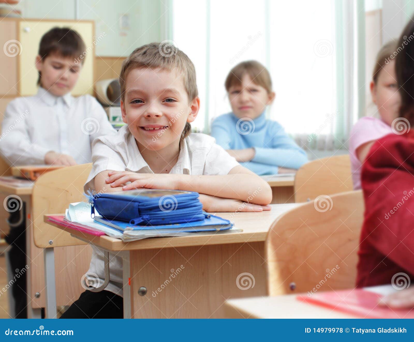 Schoolchild in a class stock photo. Image of preschool - 14979978
