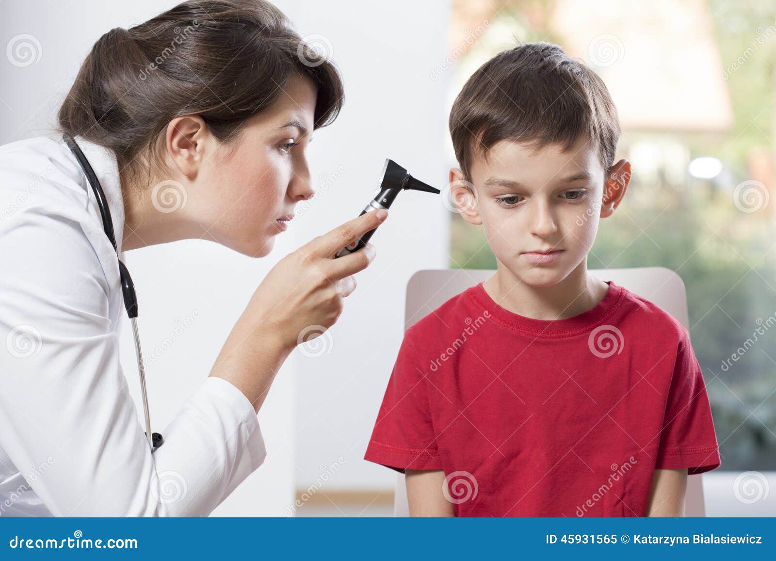 Schoolchild during Ear Examination Stock Image - Image of schoolchild ...