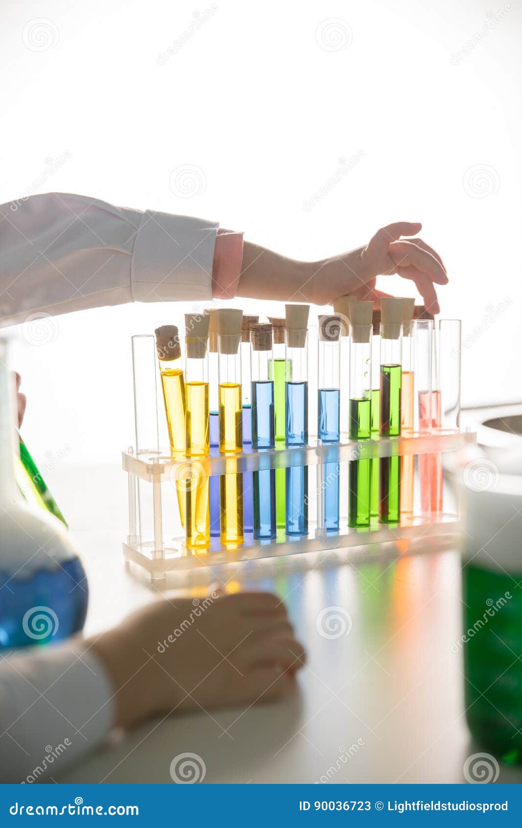 Schoolchild Making Experiment with Test Tubes Stock Image - Image of ...