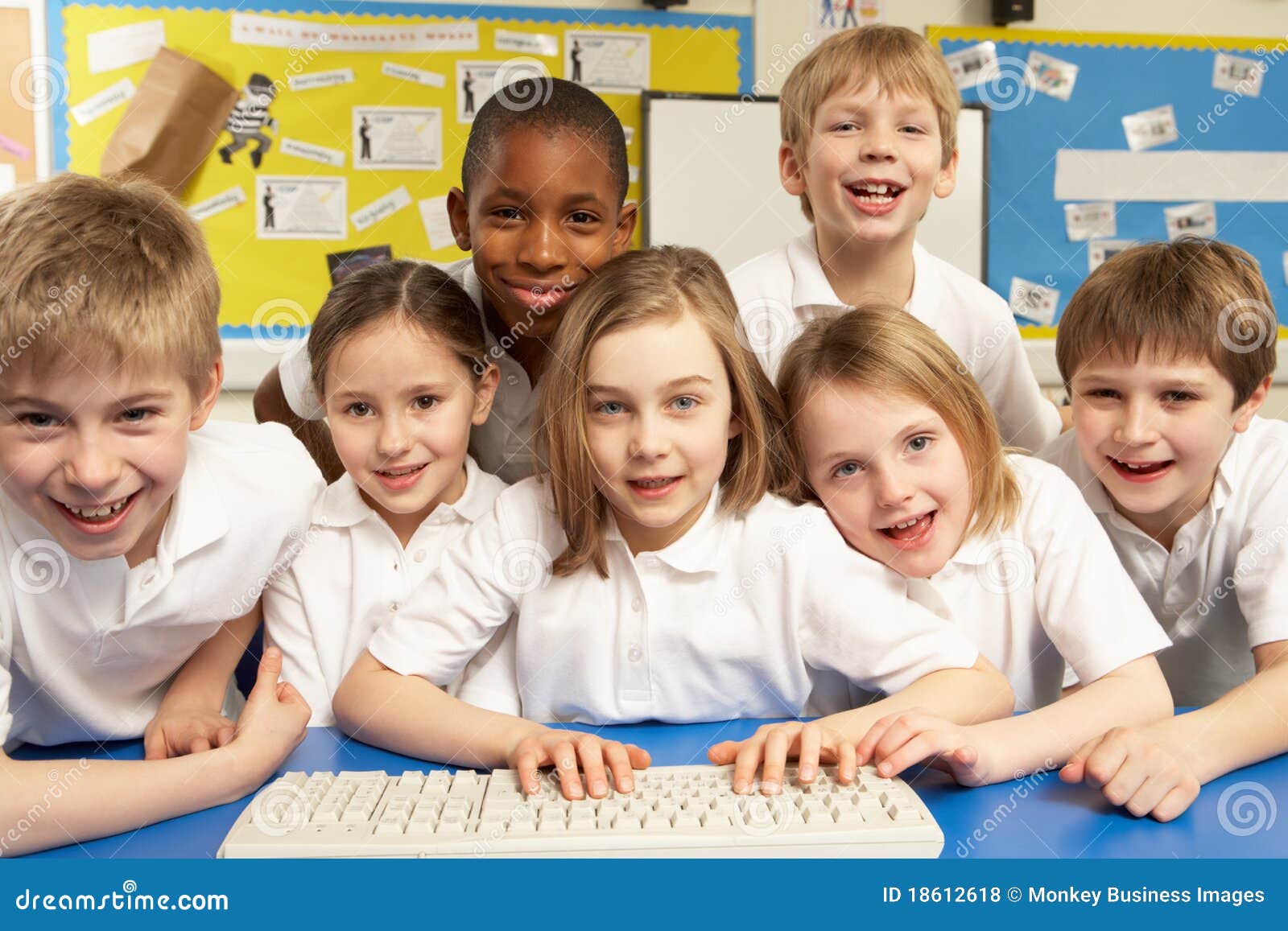 Schoolchildren in it Class Using Computers Stock Photo - Image of ...