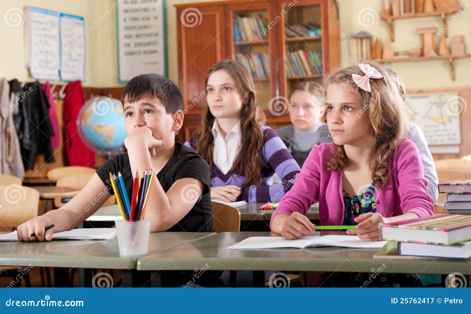 Schoolchildren at Classroom during a Lesson Stock Image - Image of ...