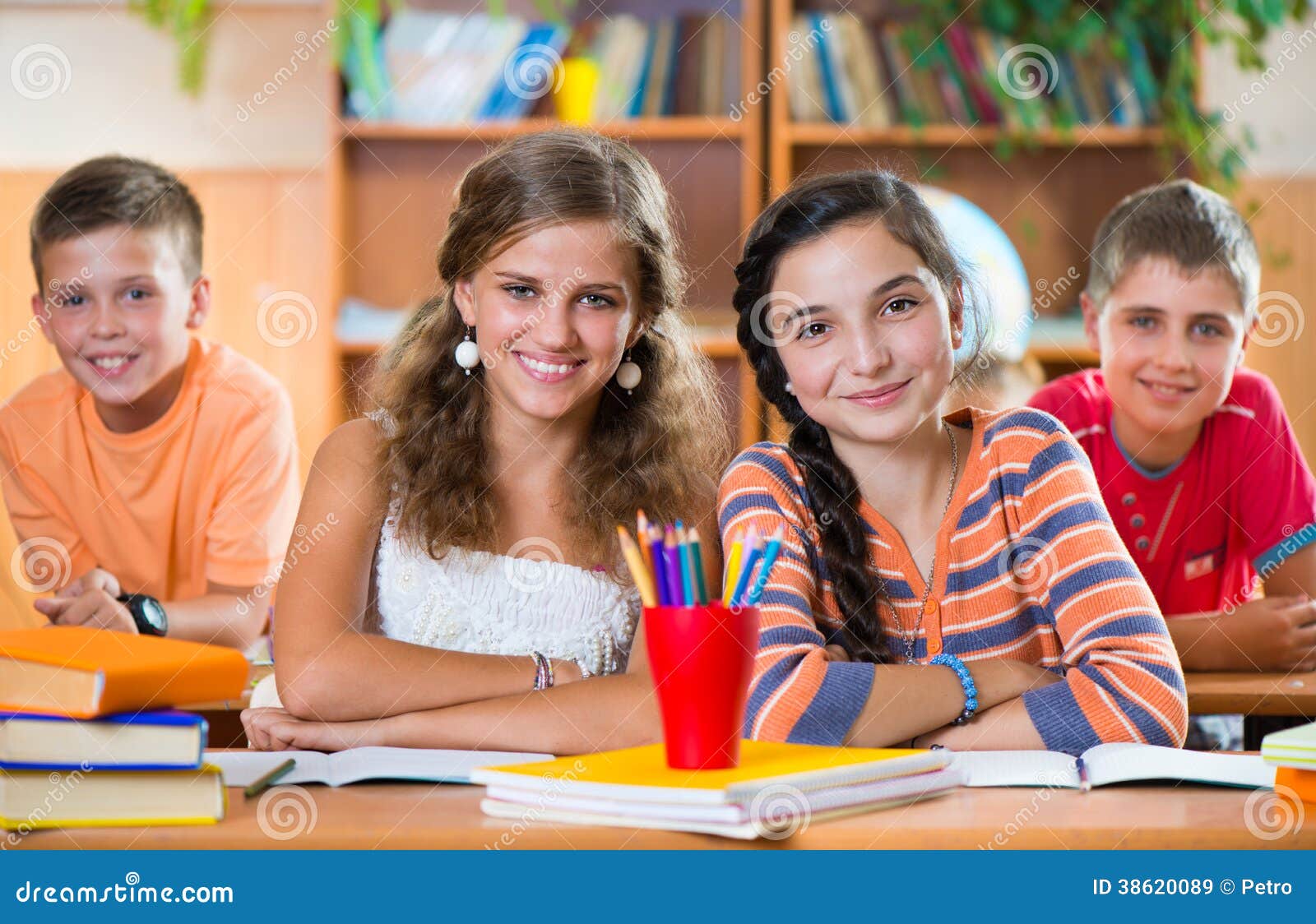 Schoolchildren in Classroom at School Stock Image - Image of grade ...