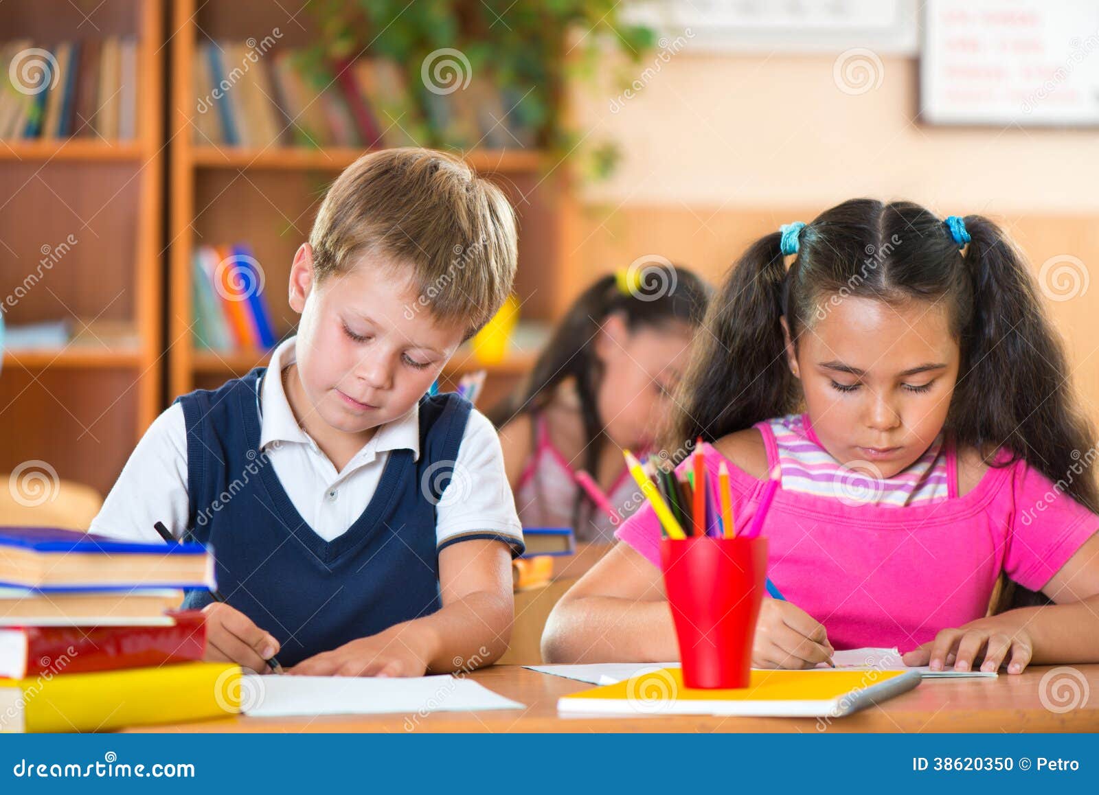 Schoolchildren in Classroom at School Stock Photo - Image of childhood ...
