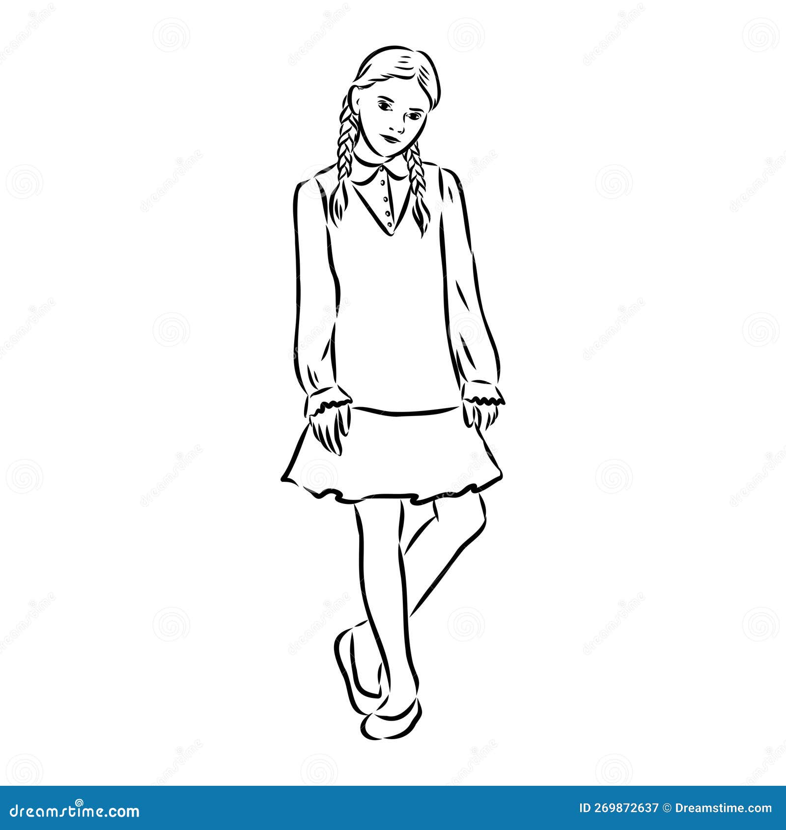 Schoolchildren Go To School Hand in Hand. Sketch Stock Vector ...