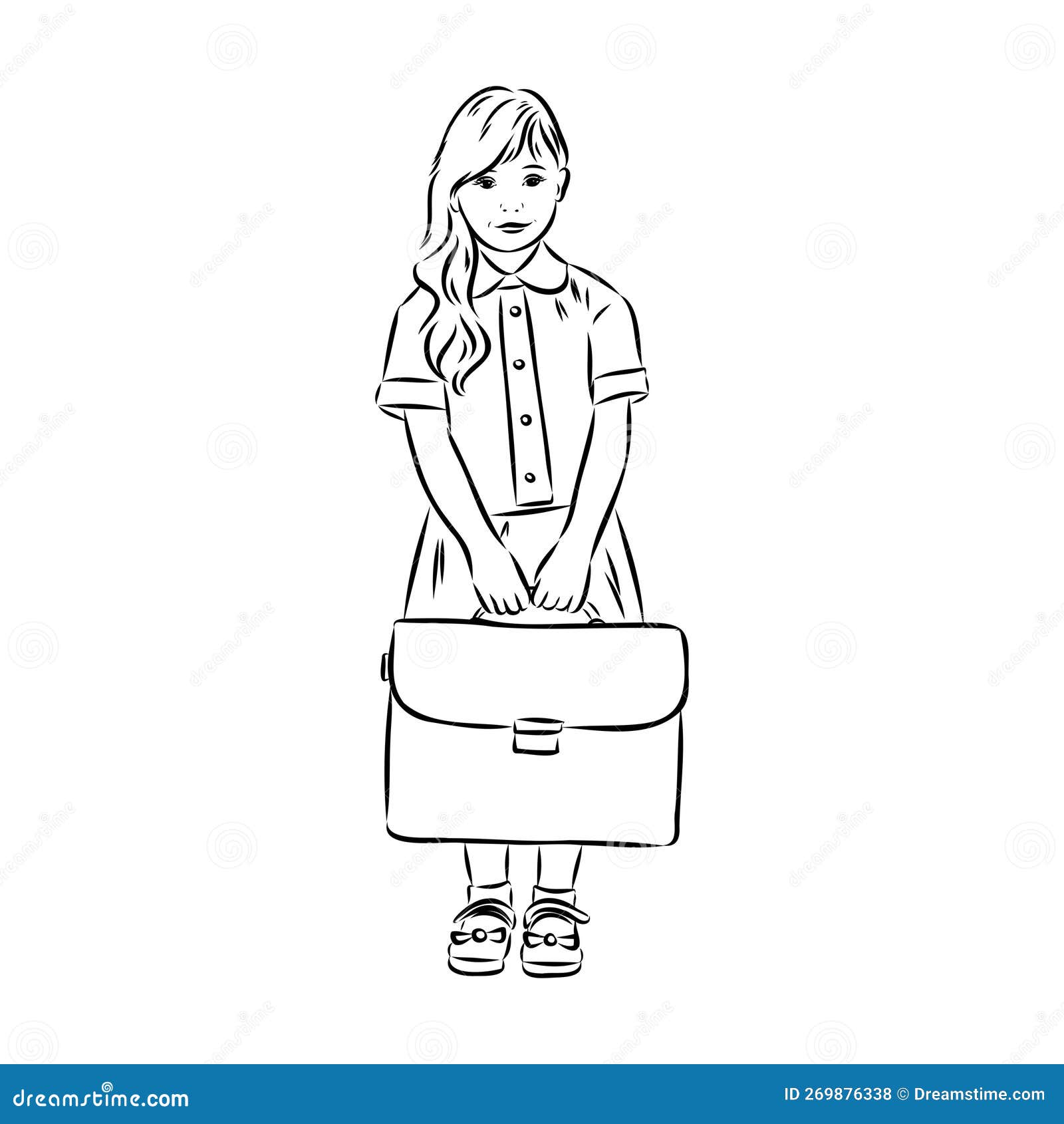 Schoolchildren Go To School Hand in Hand. Sketch Stock Vector ...