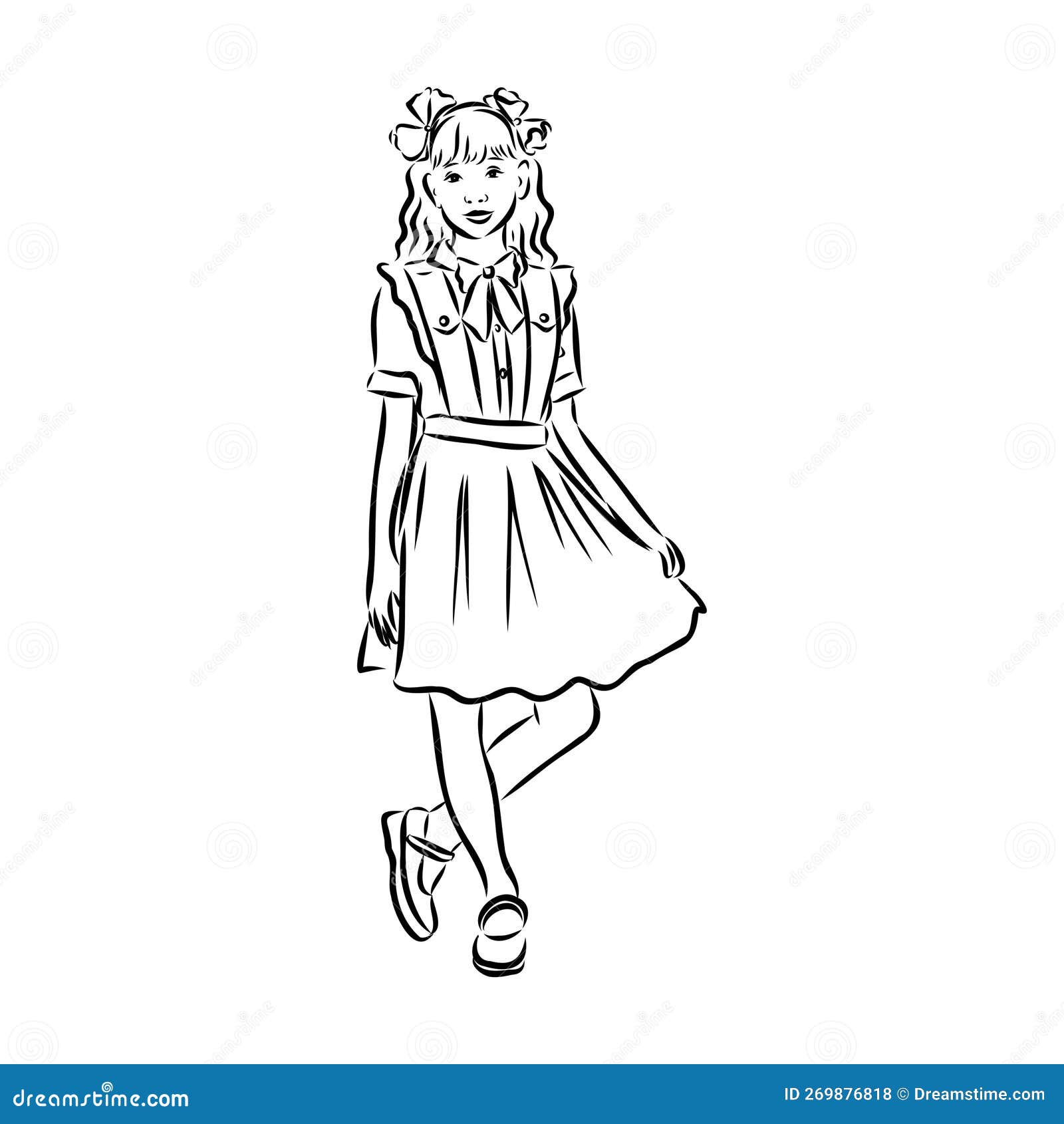 Schoolchildren Go To School Hand in Hand. Sketch Stock Vector ...