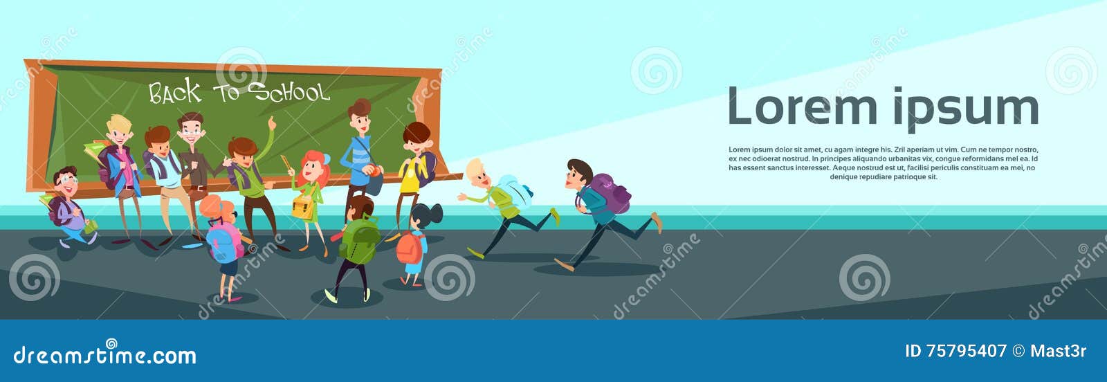 Schoolchildren Group Over Class Board Back To School Banner Stock ...