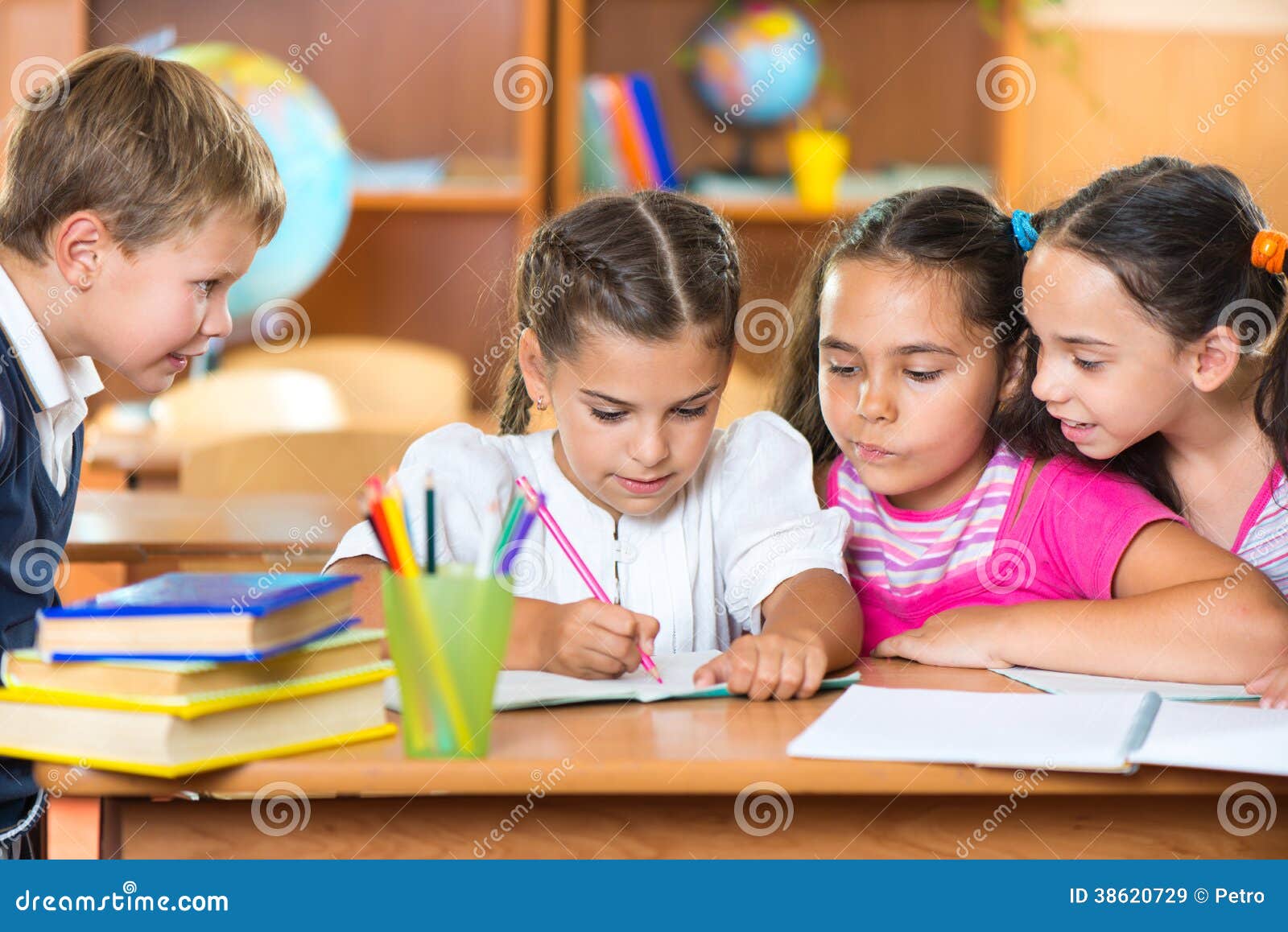 Schoolchildren Having Fun in Classroom Stock Image - Image of childhood ...