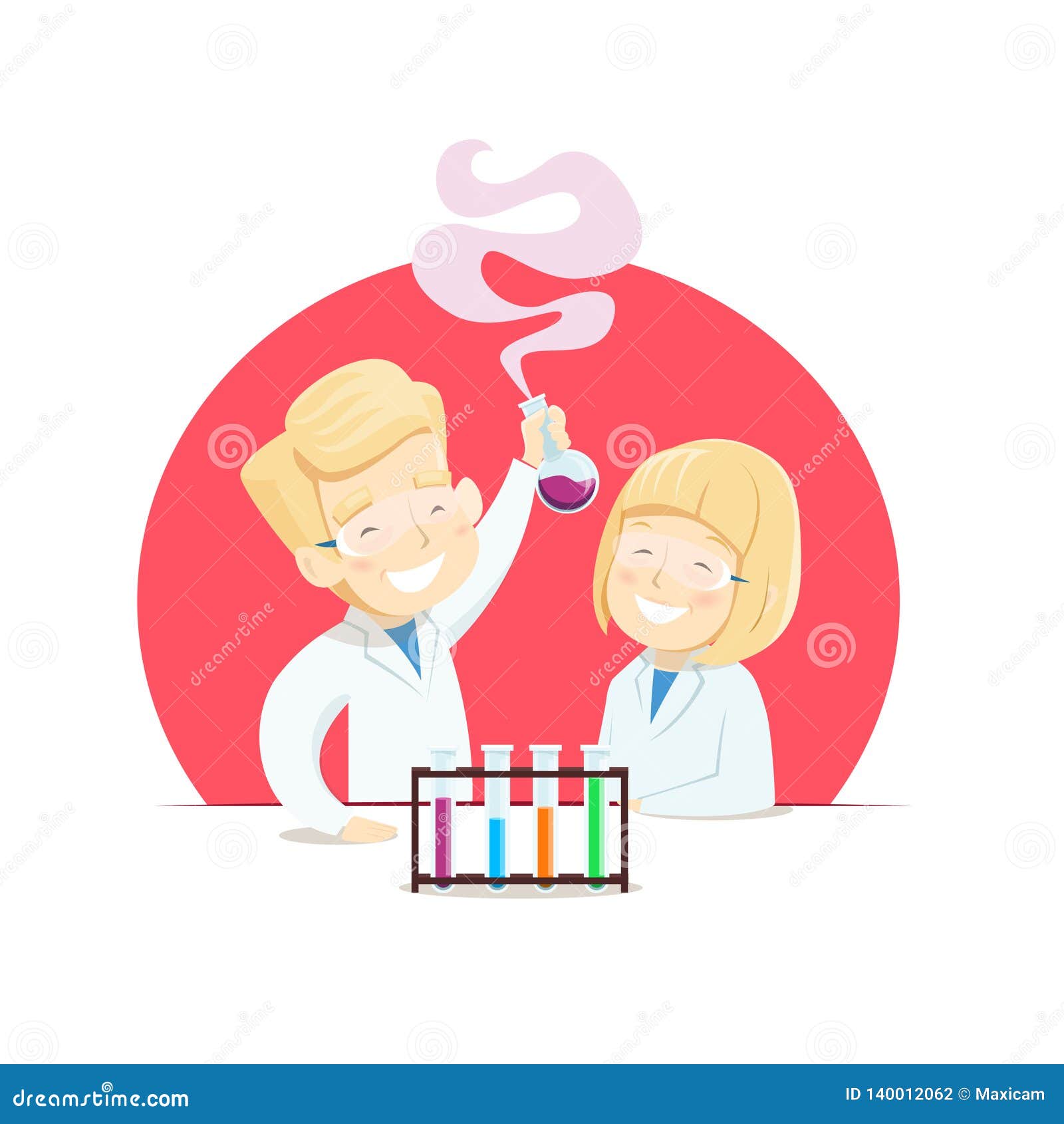Schoolchildren in Lab Coats Do Experiments in Chemistry Class Stock ...