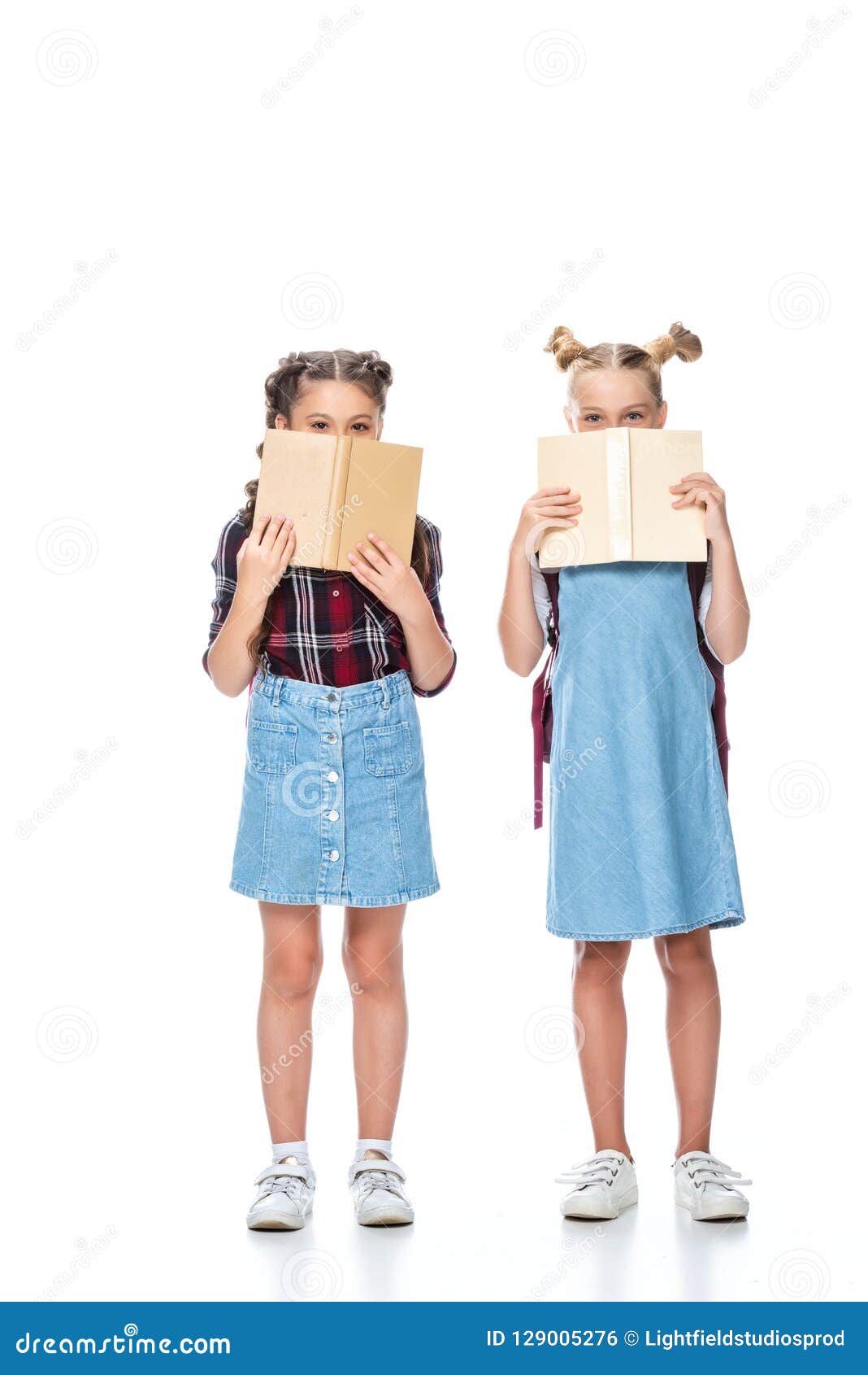Schoolchildren Looking Out from Books Stock Photo - Image of ...