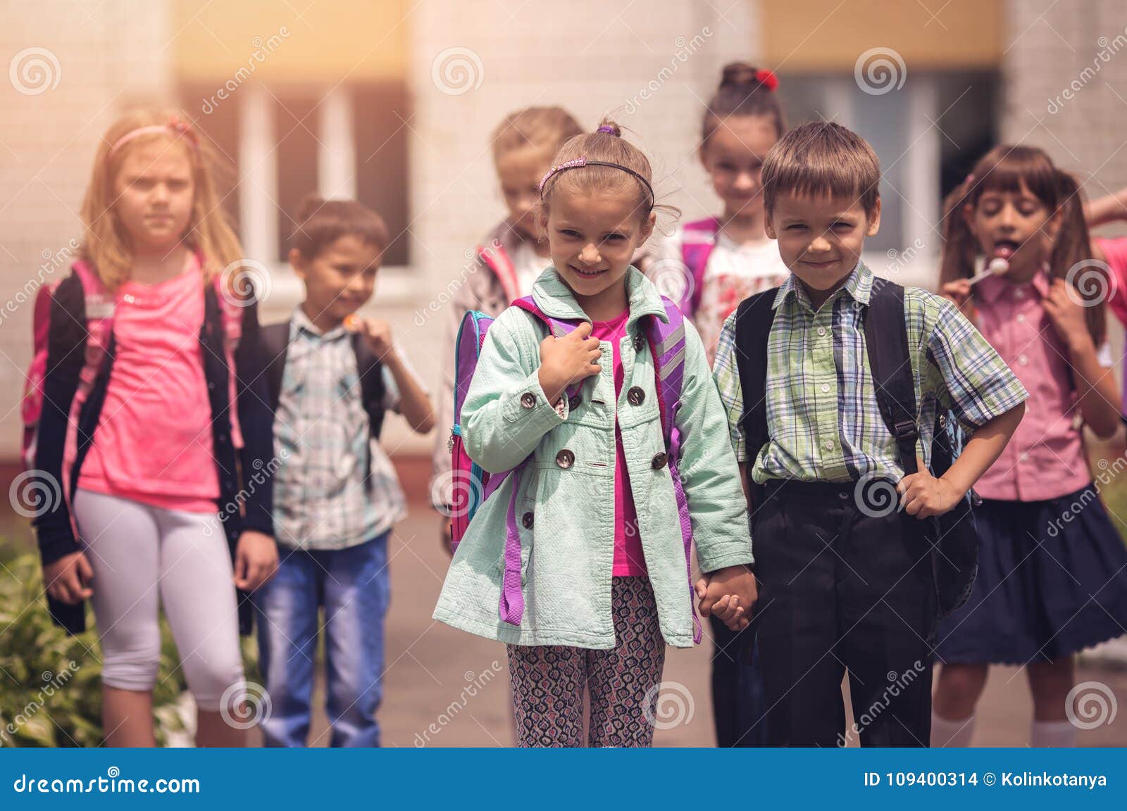 Schoolchildren outdoors stock photo. Image of person - 109400314
