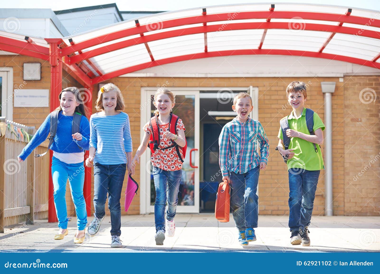 Schoolchildren Running into Playground at End of Class Stock Photo ...