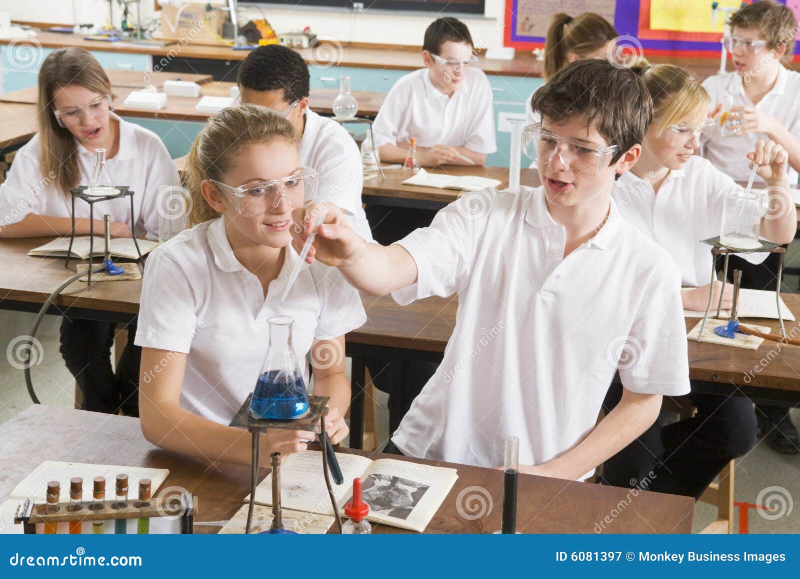 Schoolchildren in a Science Class Stock Image - Image of students ...