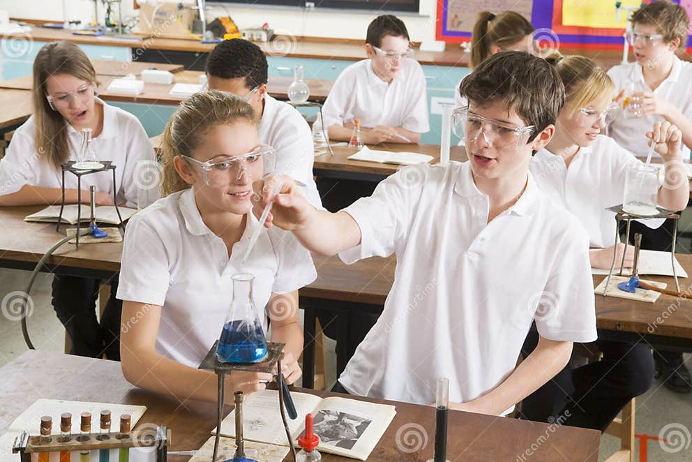 Schoolchildren in a Science Class Stock Image - Image of students ...