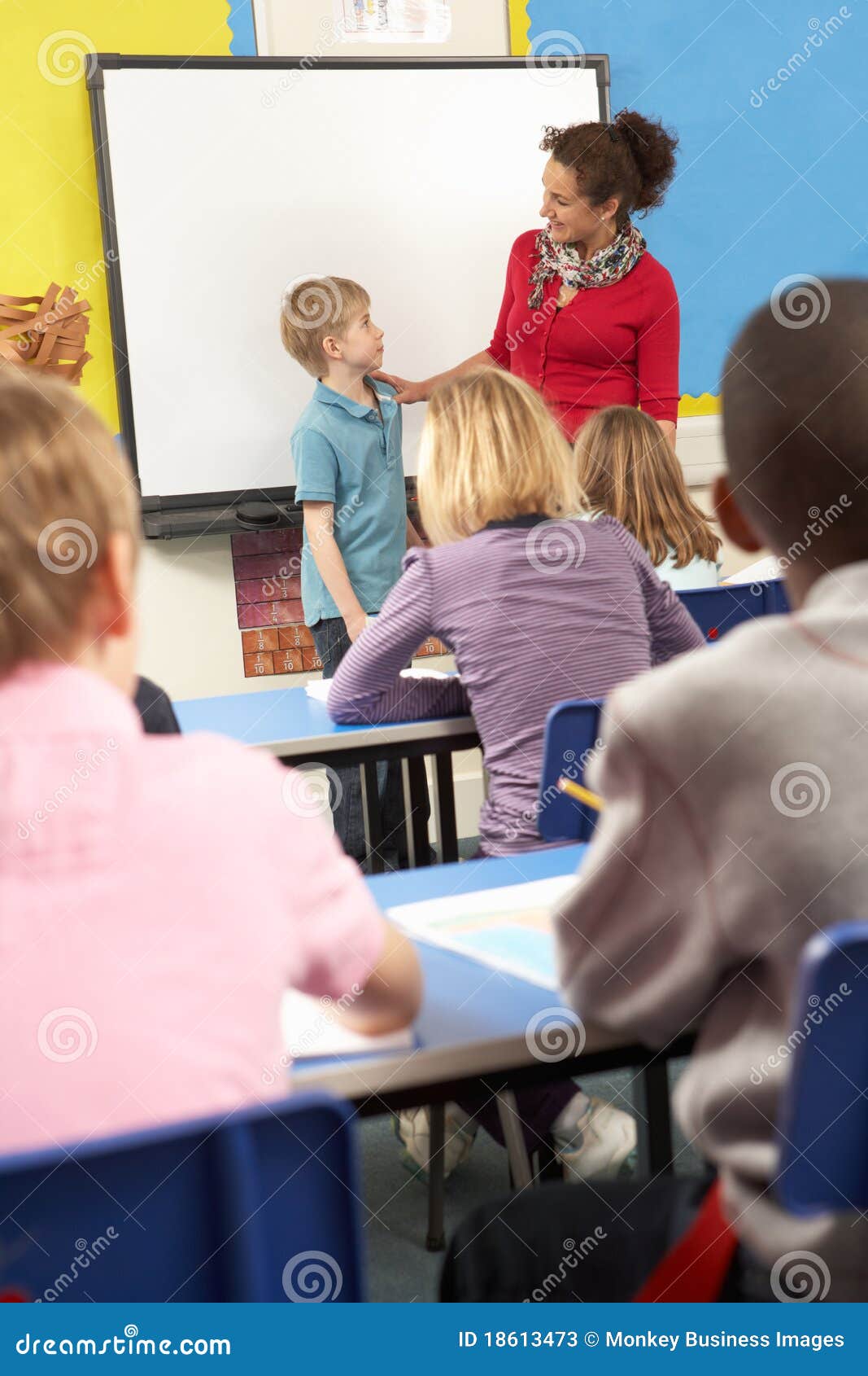 Schoolchildren Studying in Classroom with Teacher Stock Image - Image ...