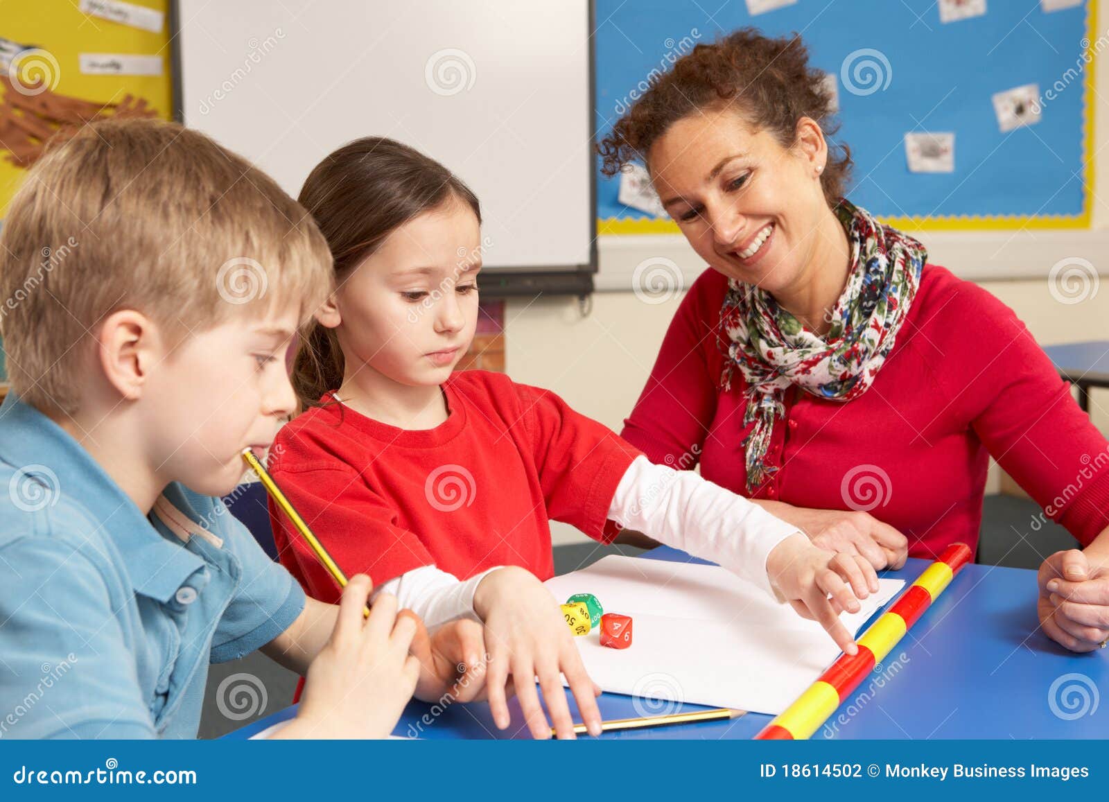 Schoolchildren Studying in Classroom with Teacher Stock Photo - Image ...