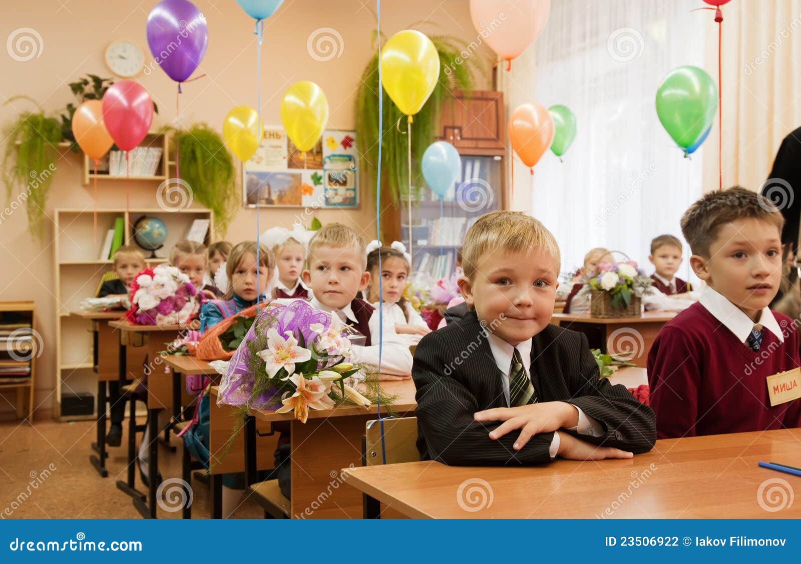 Schoolchildren in Their First Lesson Editorial Photography - Image of ...