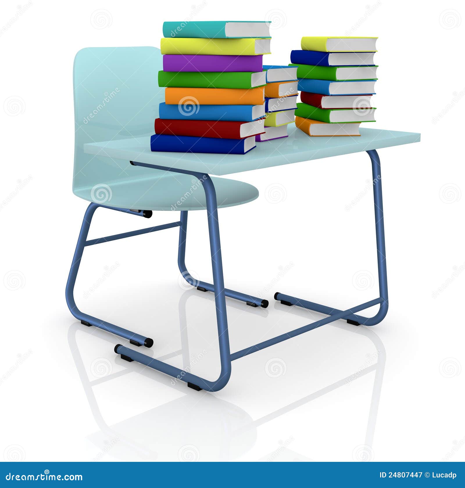 Schooldesk with books stock illustration. Illustration of design - 24807447