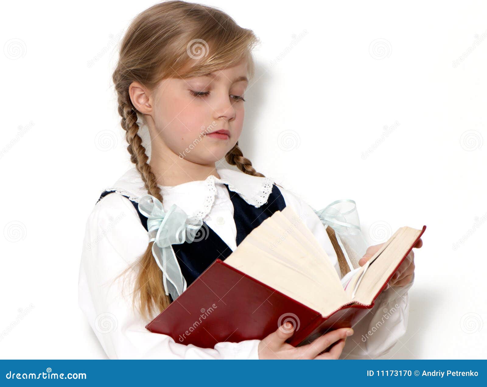 The Schoolgirl with Book in Hands Stock Photo - Image of notebook ...