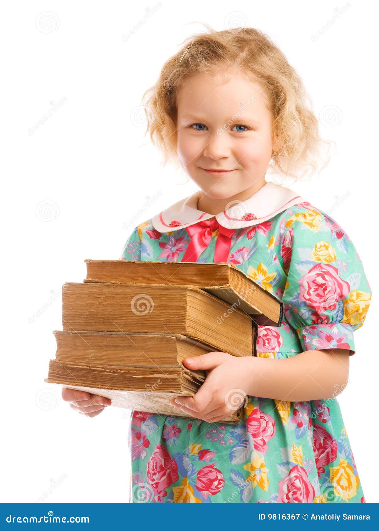 Schoolgirl with books stock image. Image of literacy, innocent - 9816367