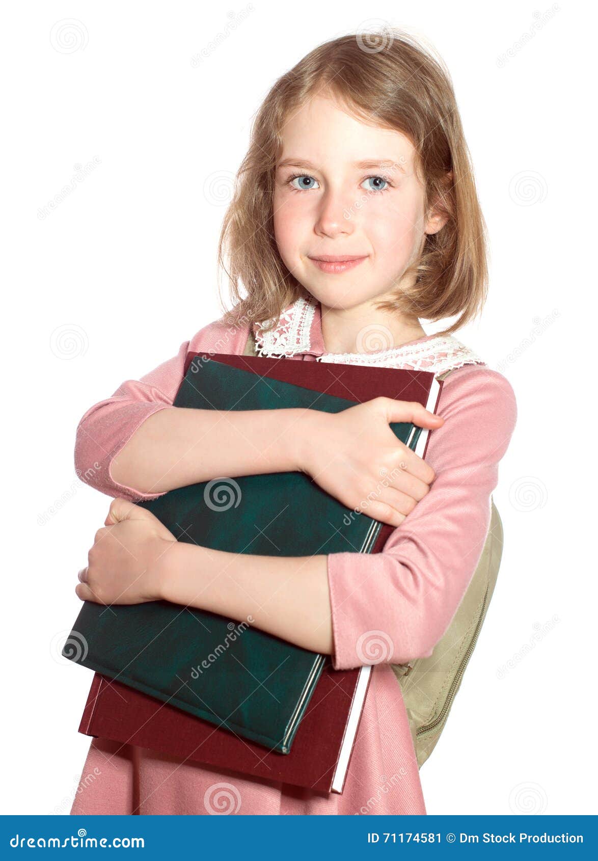 Schoolgirl with books. stock image. Image of little, book - 71174581