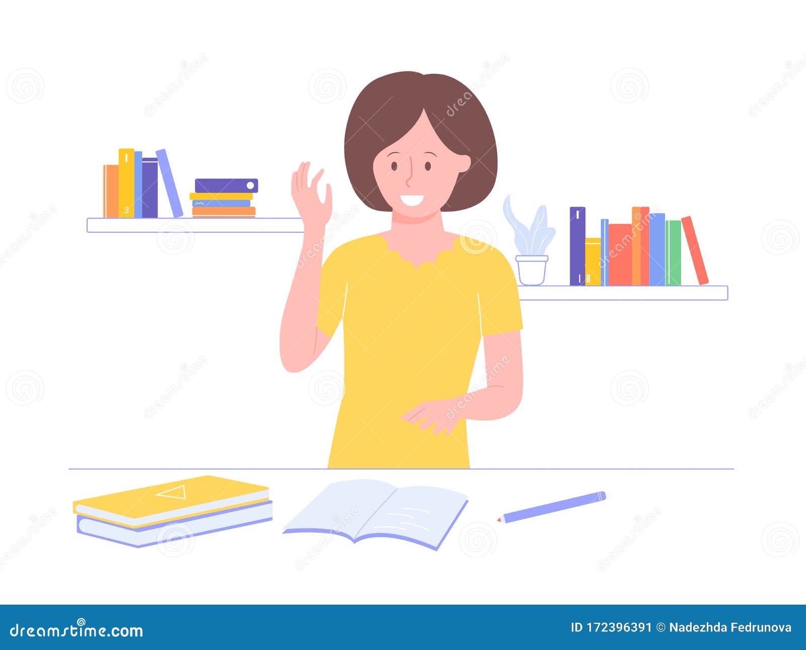 Schoolgirl is Doing Homework. Stock Vector - Illustration of ...