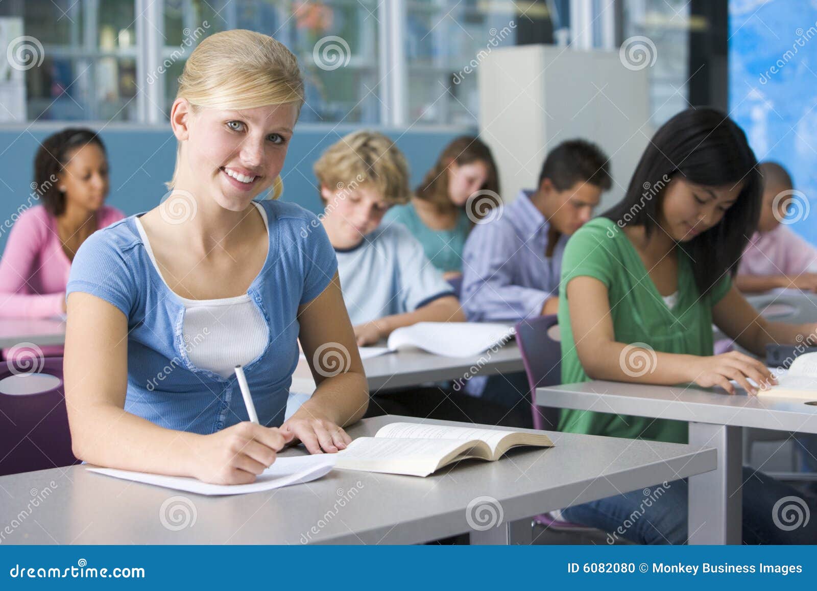 Schoolgirl in High School Class Stock Photo - Image of filipino, camera ...