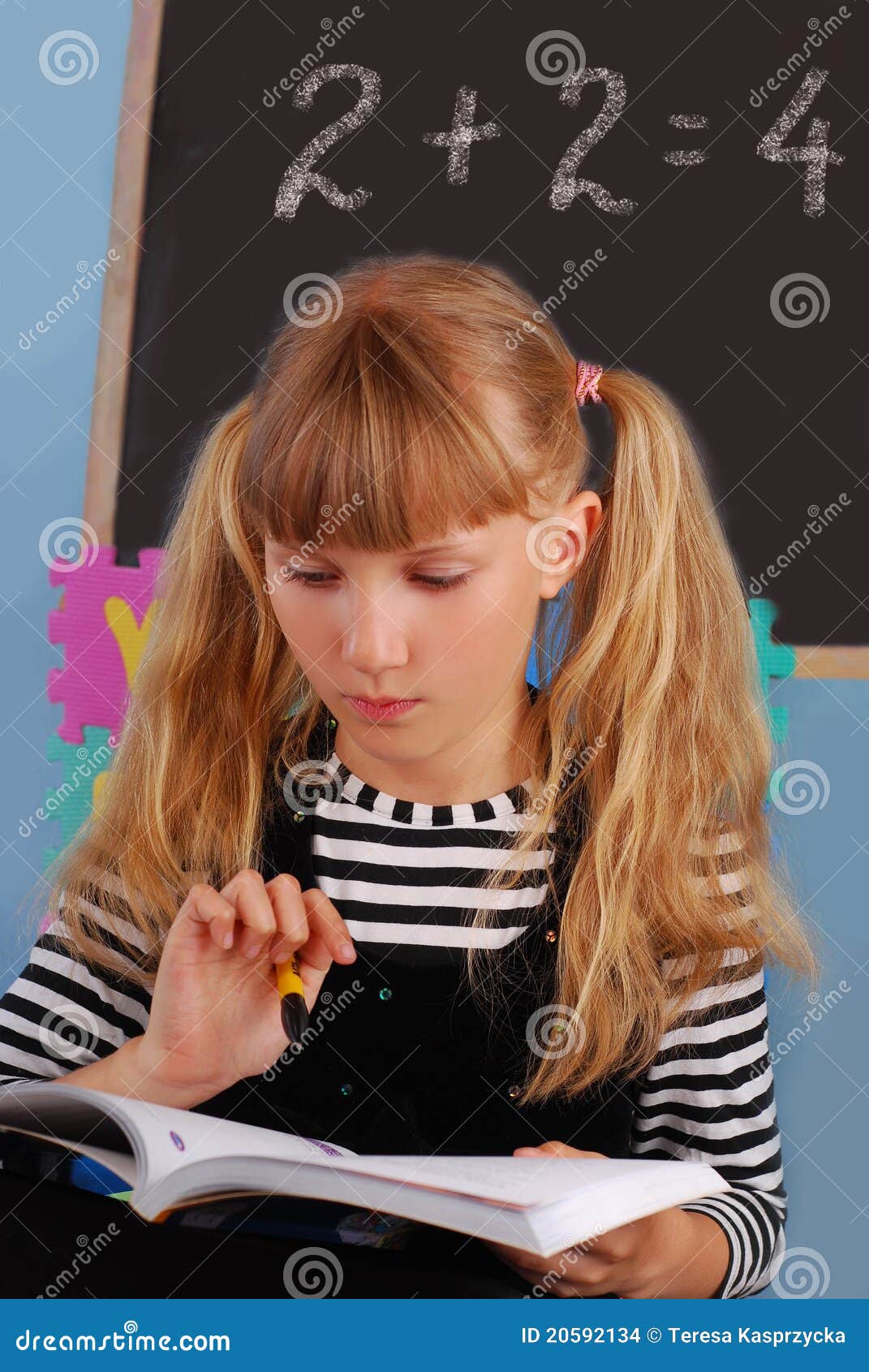 Schoolgirl Learning in the Classroom Stock Photo - Image of calculate ...