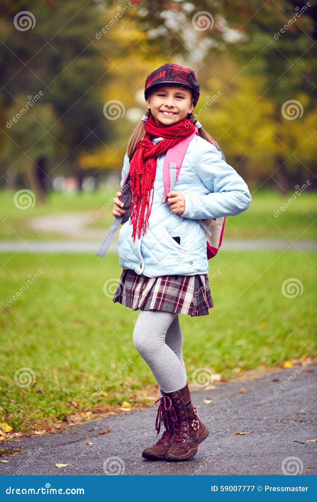 Schoolgirl in park stock image. Image of caucasian, beautiful - 59007777