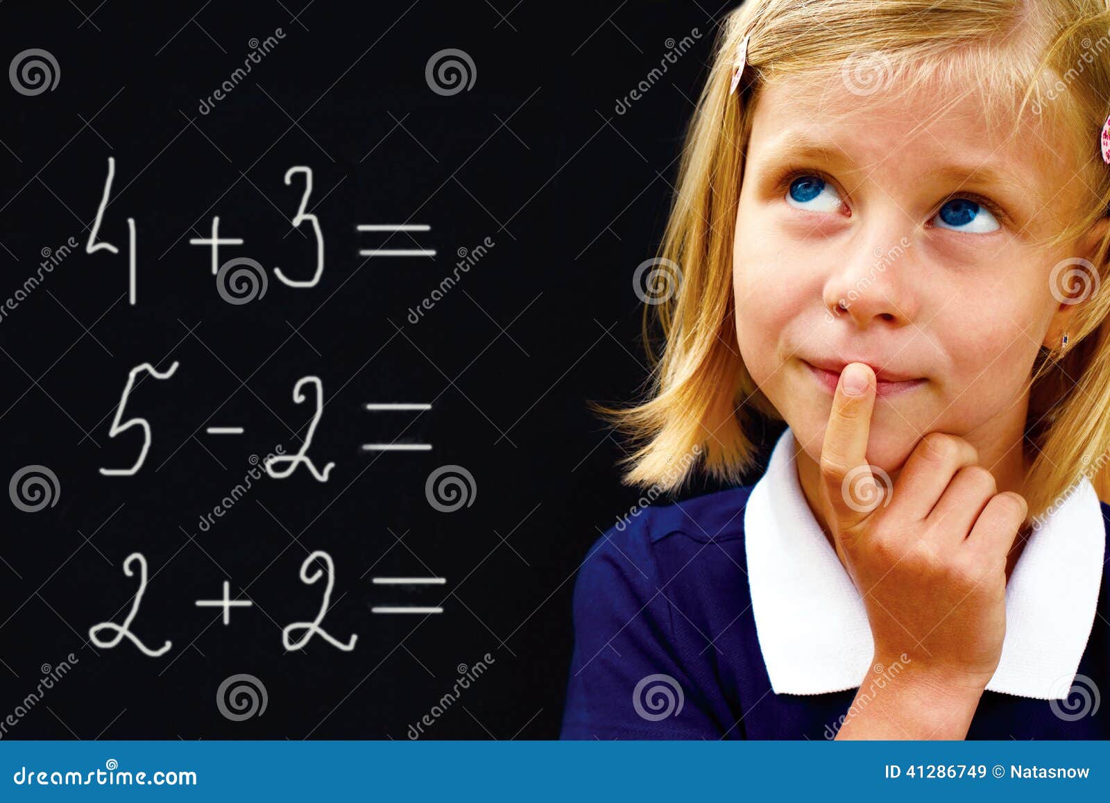 Schoolgirl Ponders Solving a Mathematical Problem Stock Image - Image ...