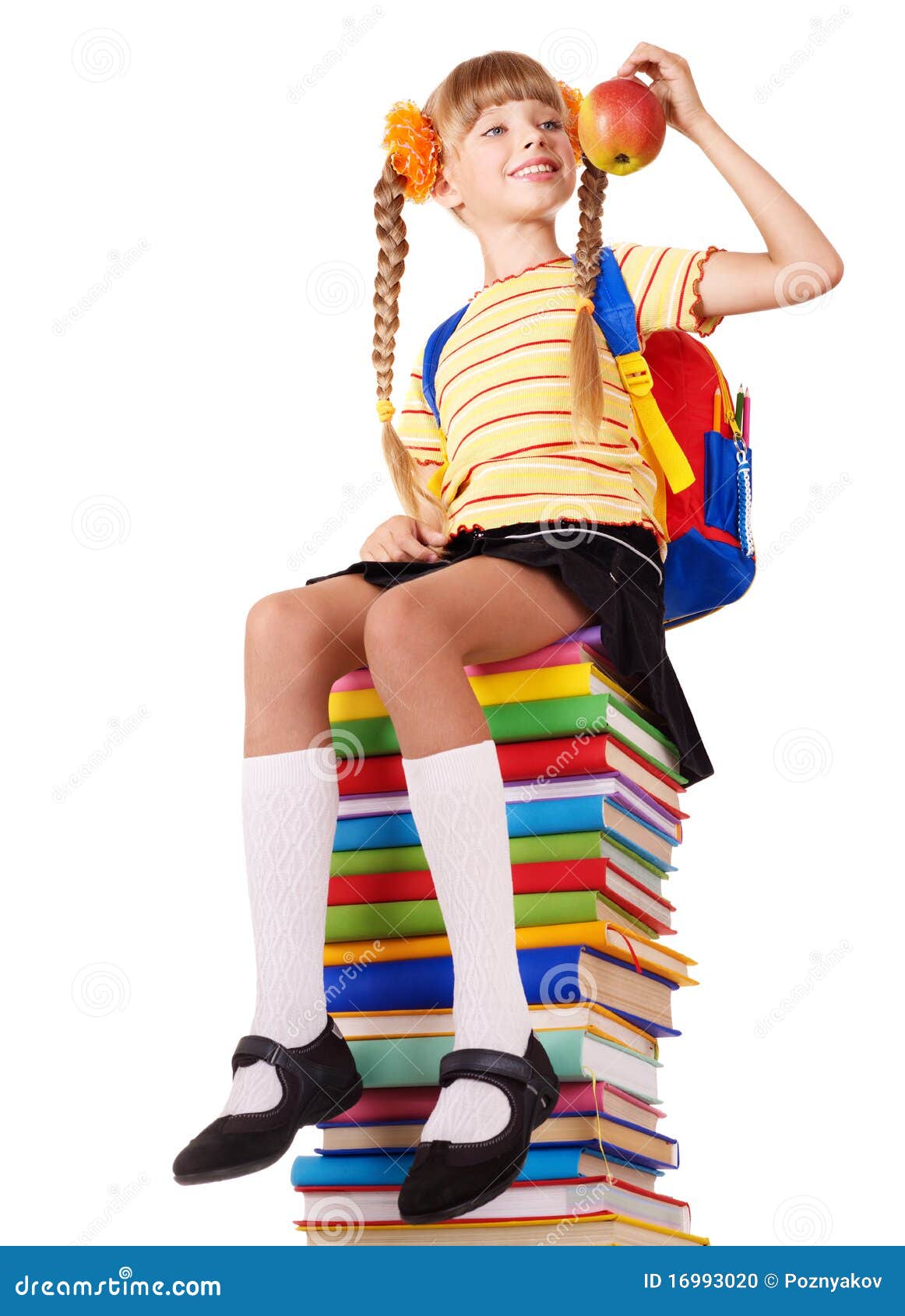 Schoolgirl Sitting on Pile of Books. Stock Photo - Image of child ... Schoolgirl Sitting on Pile of Books. Stock Photo - Image of child ...