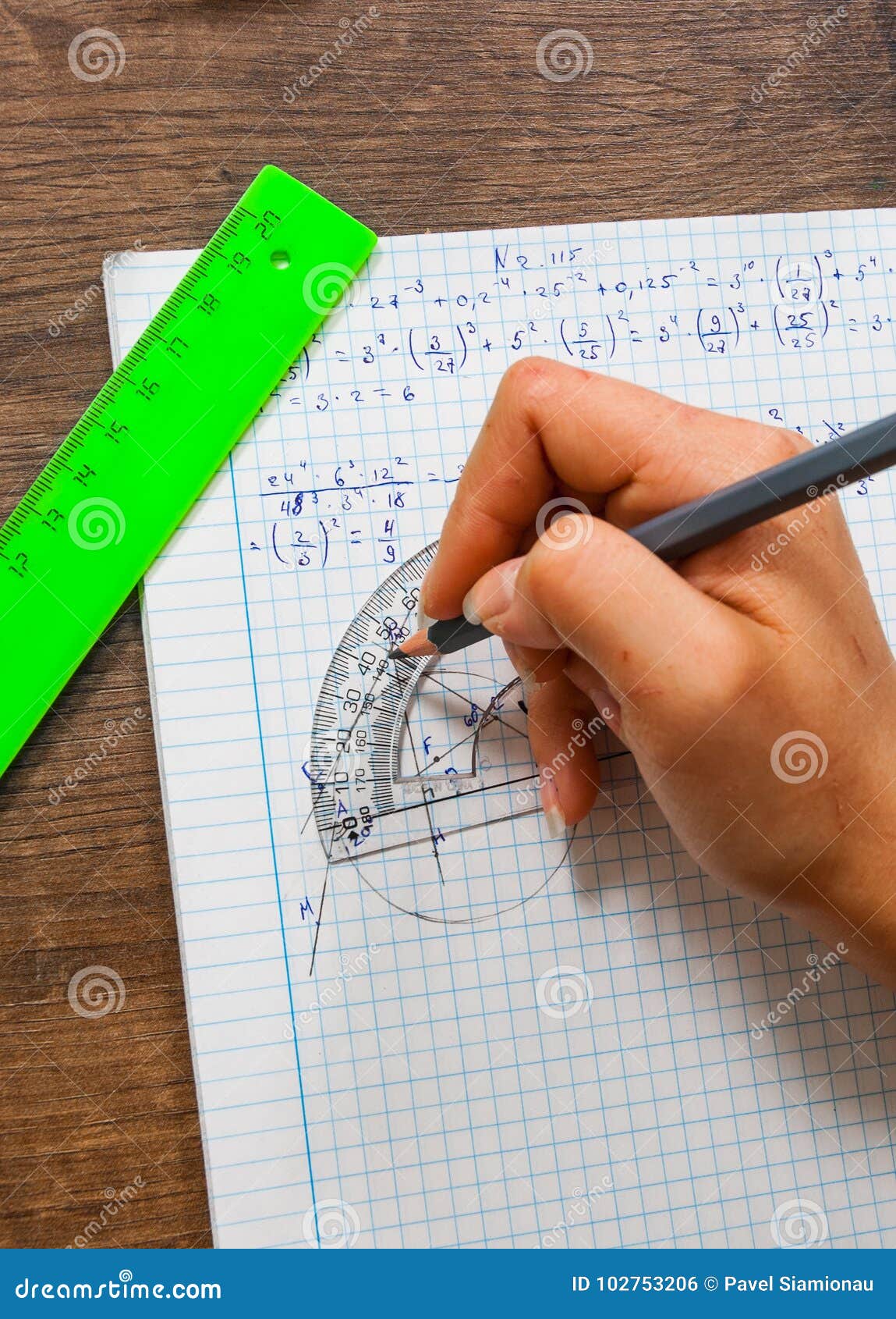 Schoolgirl Solves the Problem of Mathematics Stock Photo - Image of ...