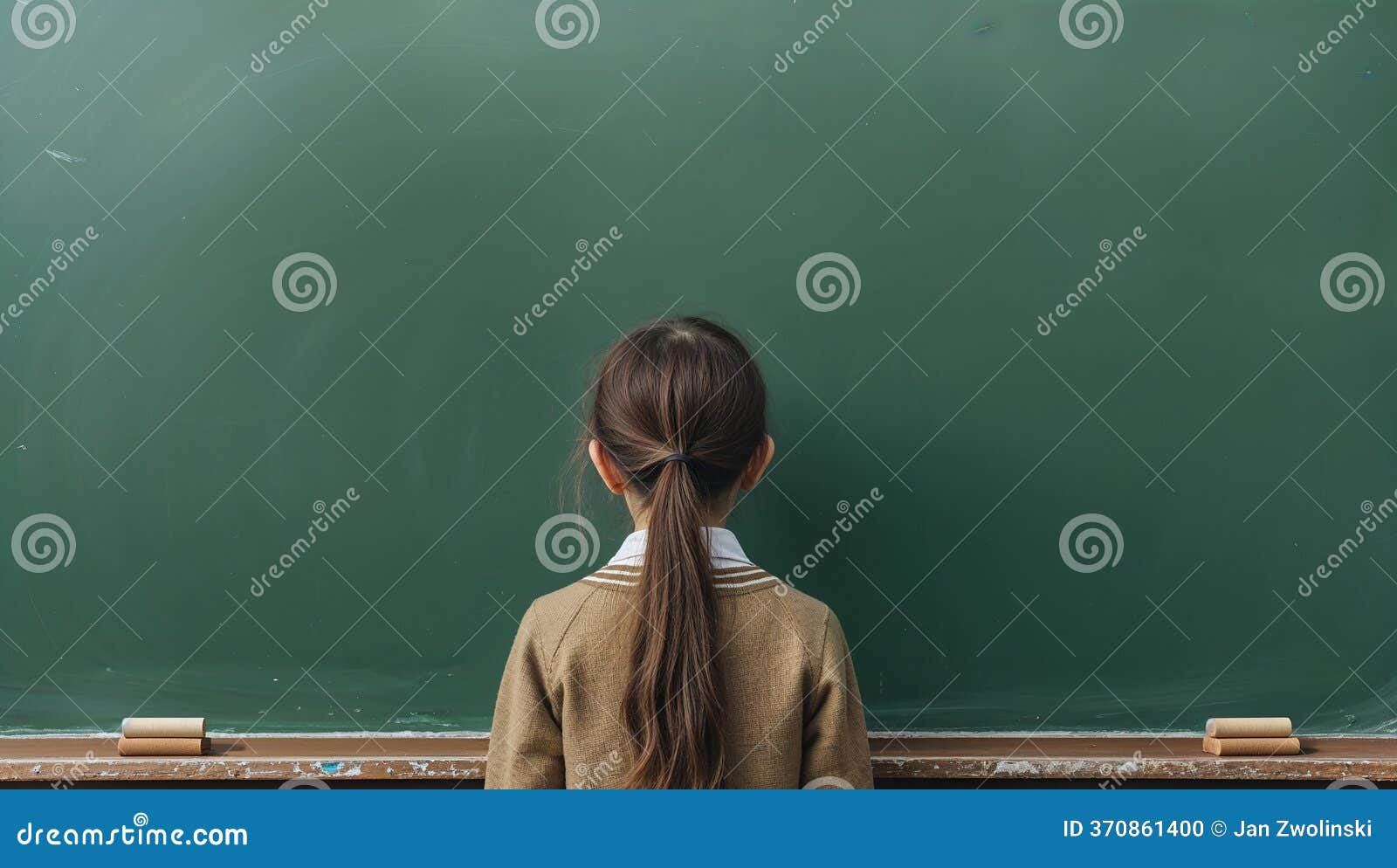 Schoolgirl Standing Near Chalkboard Gets, Upset Because Doesnt Know ...
